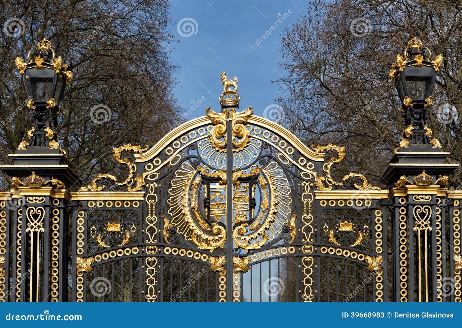 Metal Gate Decorated with Golden Ornaments Stock Image - Image of style ...
