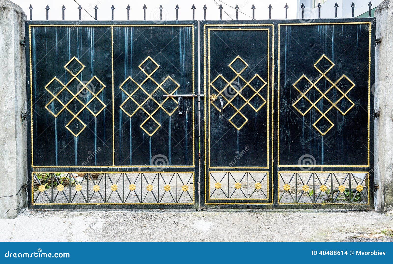 Metal Gate with Endless Knot Symbol Stock Photo - Image of symbol ...