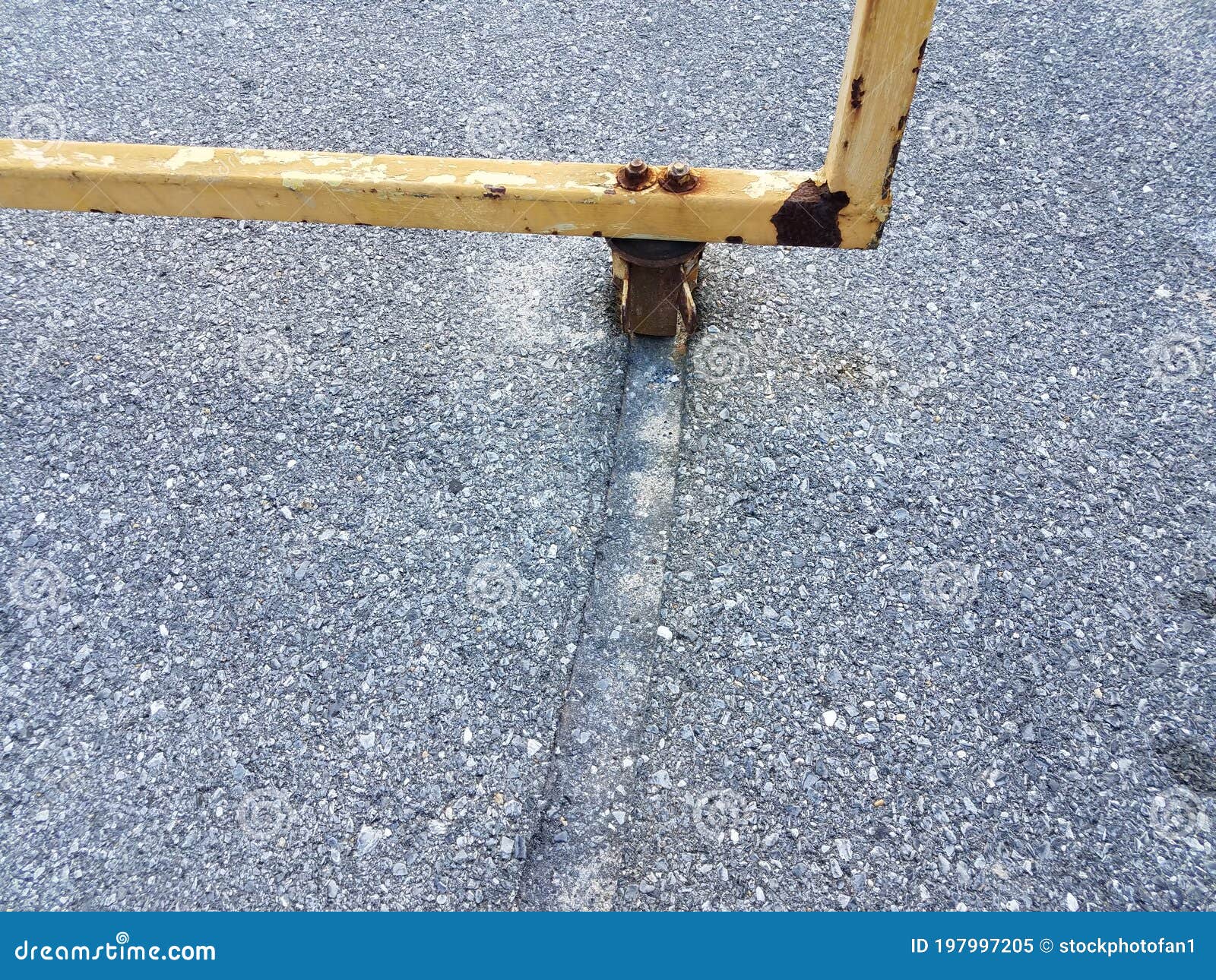Metal Gate with Groove in Asphalt from Friction Stock Image - Image of ...