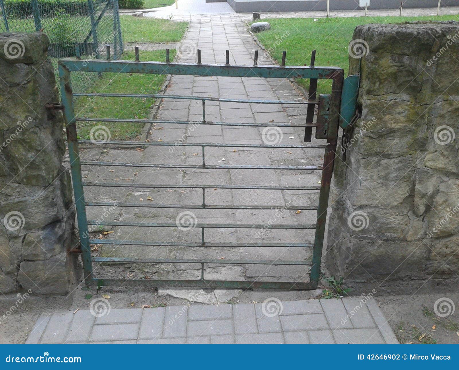 Metal gate stock photo. Image of brickwork, grass, gate - 42646902