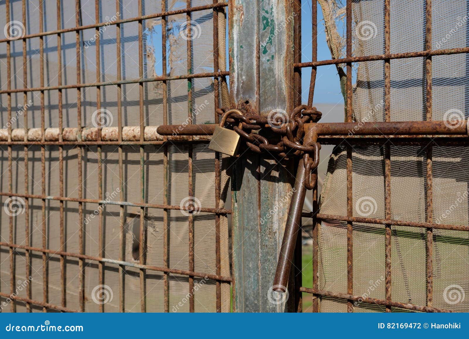 Metal Gate Locked with Chain and Padlock Stock Photo - Image of locked ...