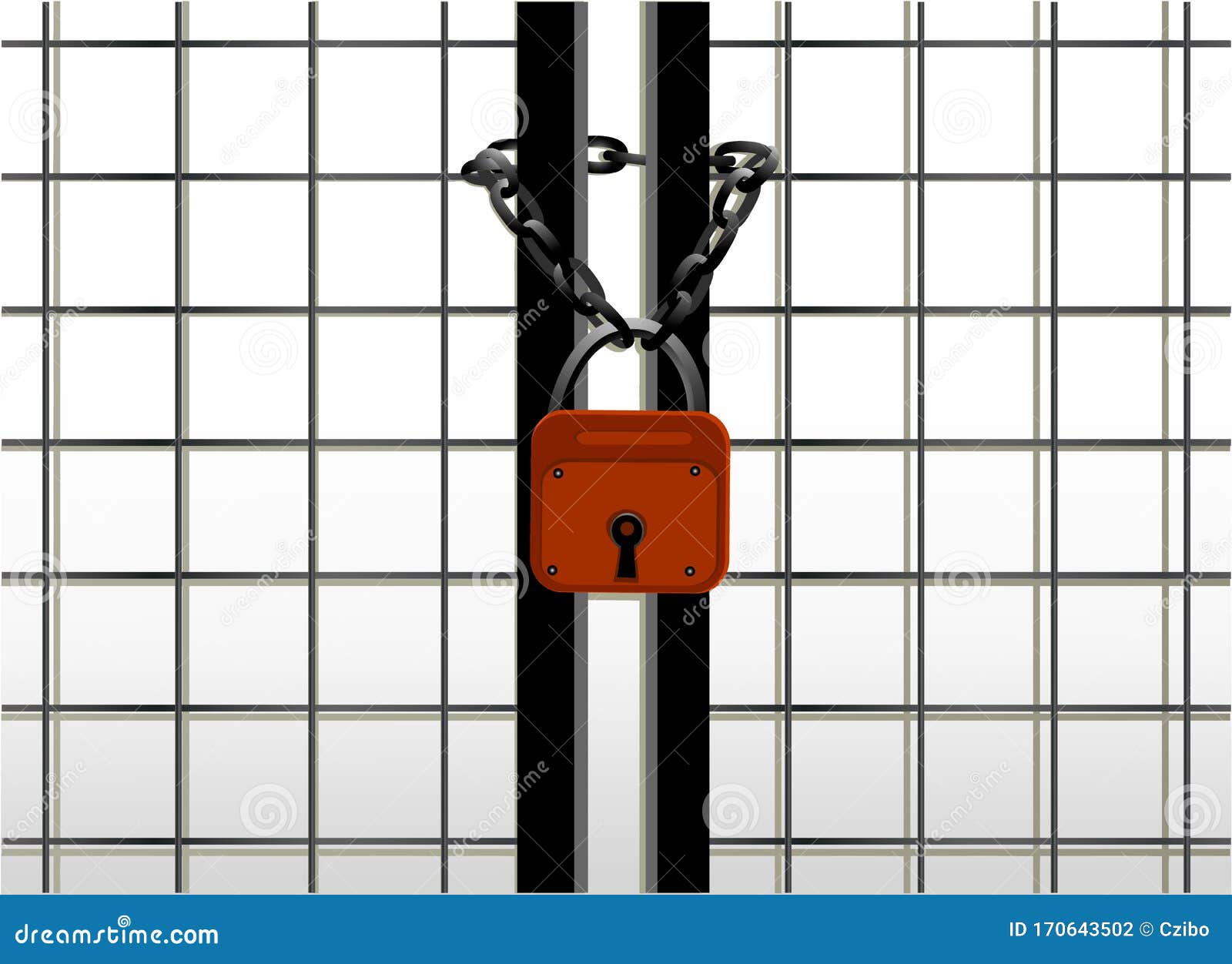 Metal Gate Locked with a Padlock Stock Vector - Illustration of ...