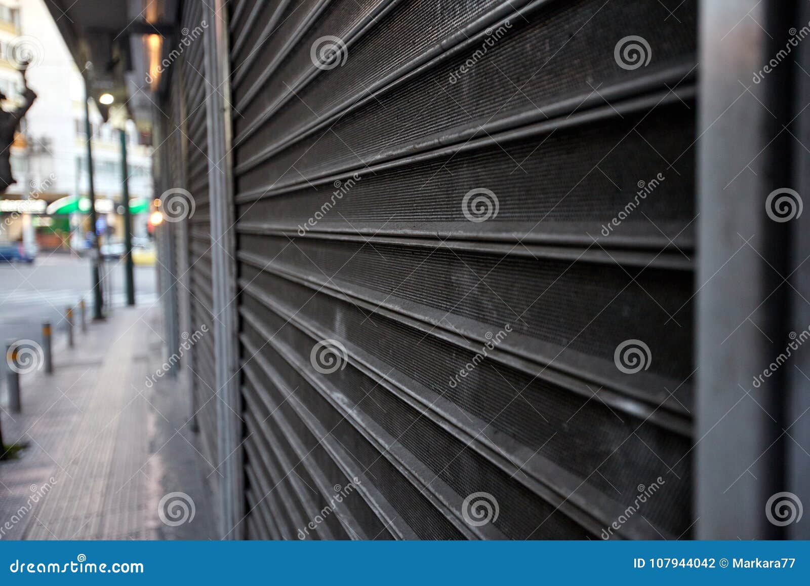 Metal Gate Protecting a Store. Close Shop Stock Photo - Image of door ...