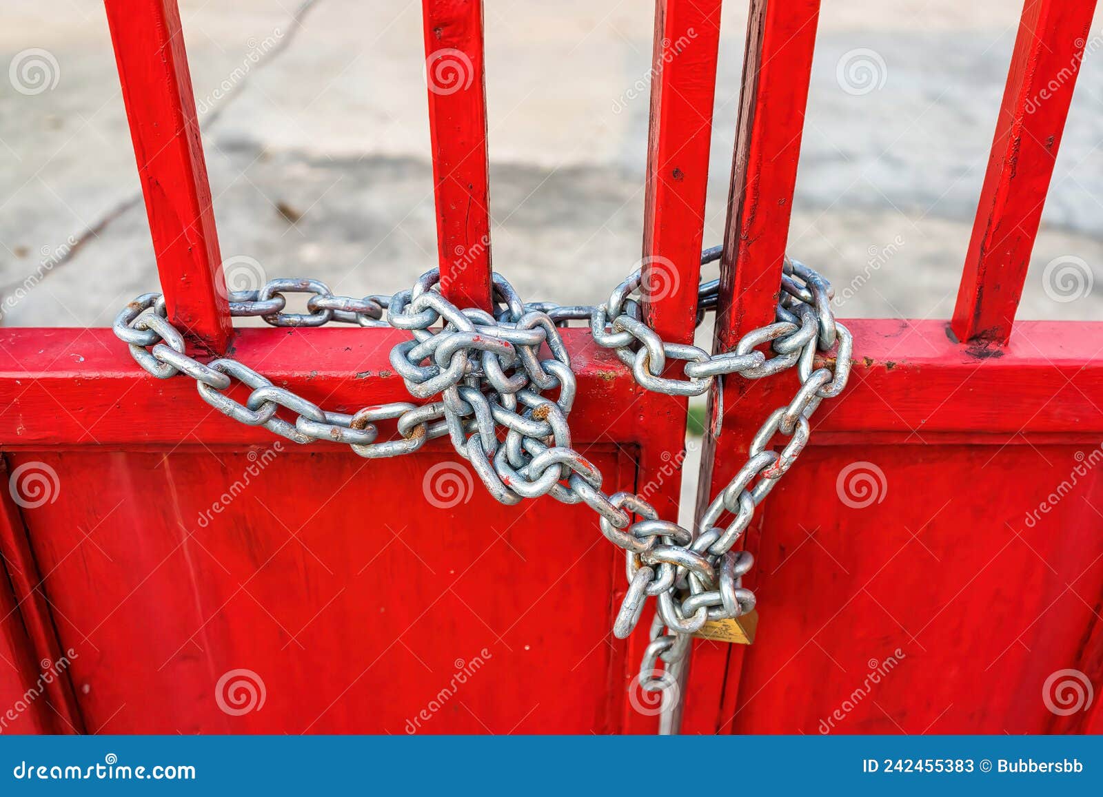 Metal Gates Closed on a Metal Chain and Lock Stock Image - Image of ...