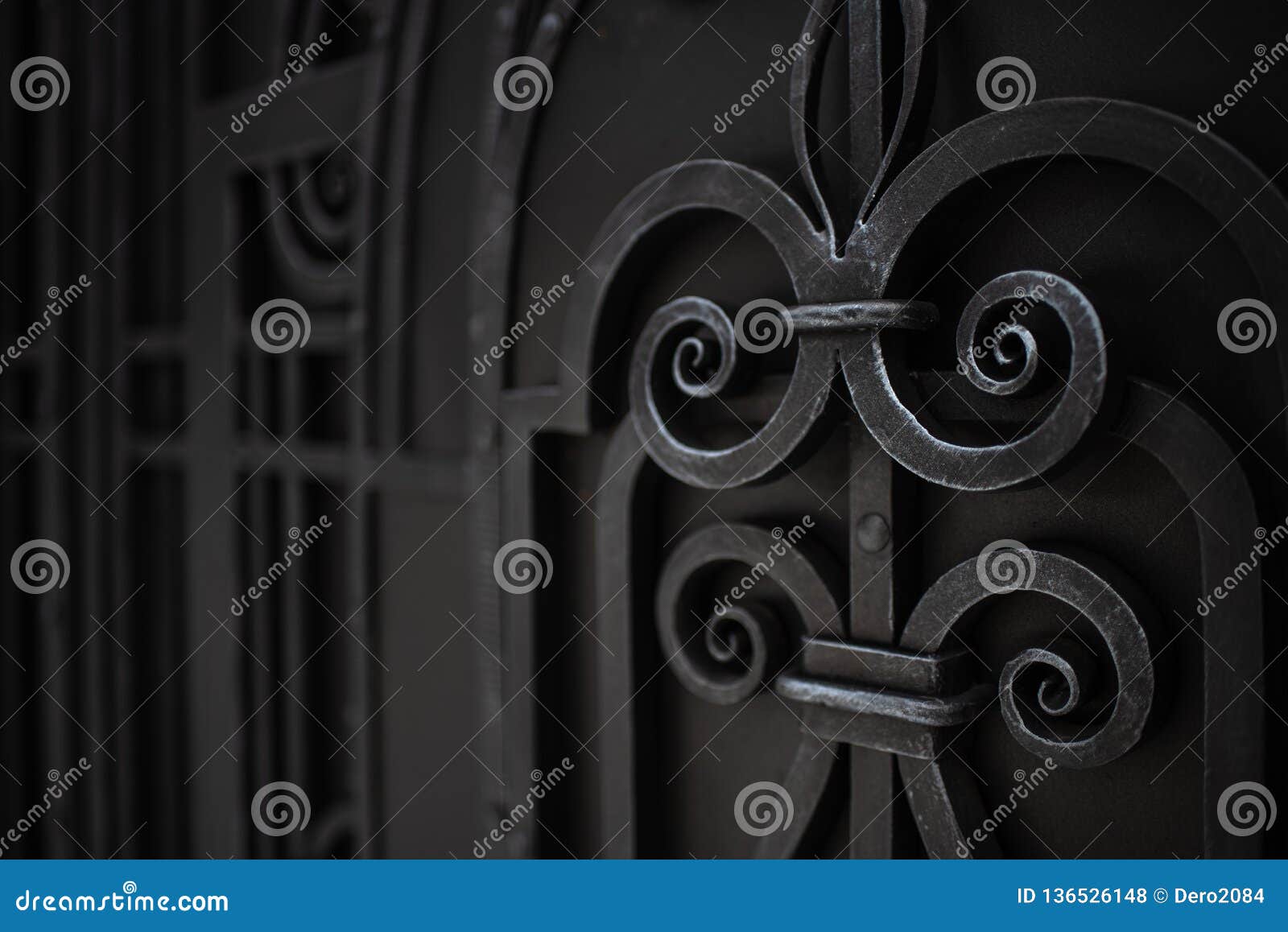 Metal Gates are Decorated with Forged Elements. Background with Copy ...
