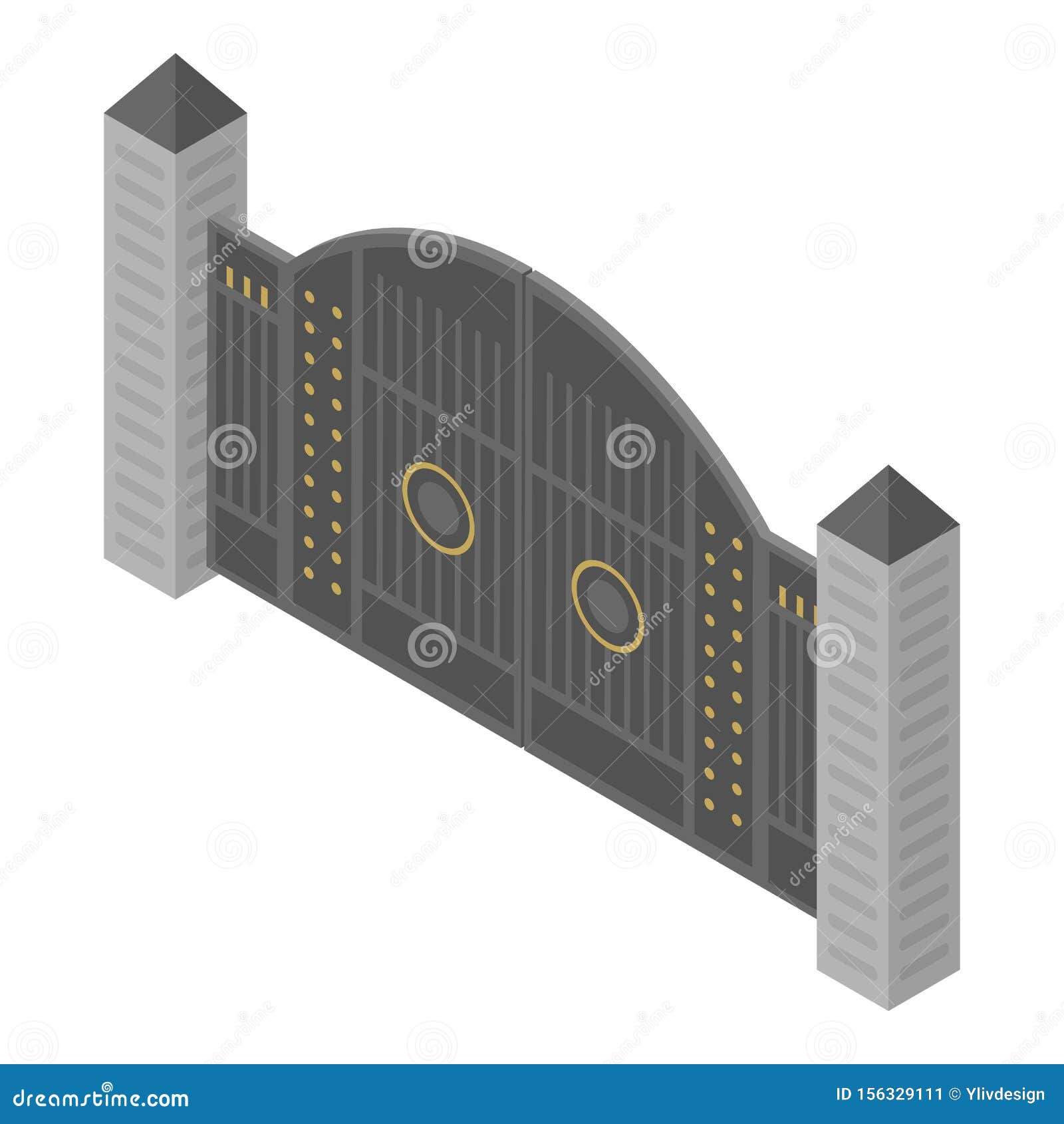 Metal Gates Icon, Isometric Style Stock Vector - Illustration of ...