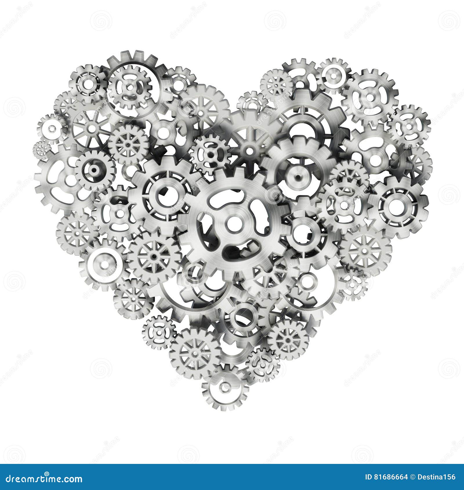 Metal Gears Forming Heart Shape. 3D Illustration Stock Illustration ...