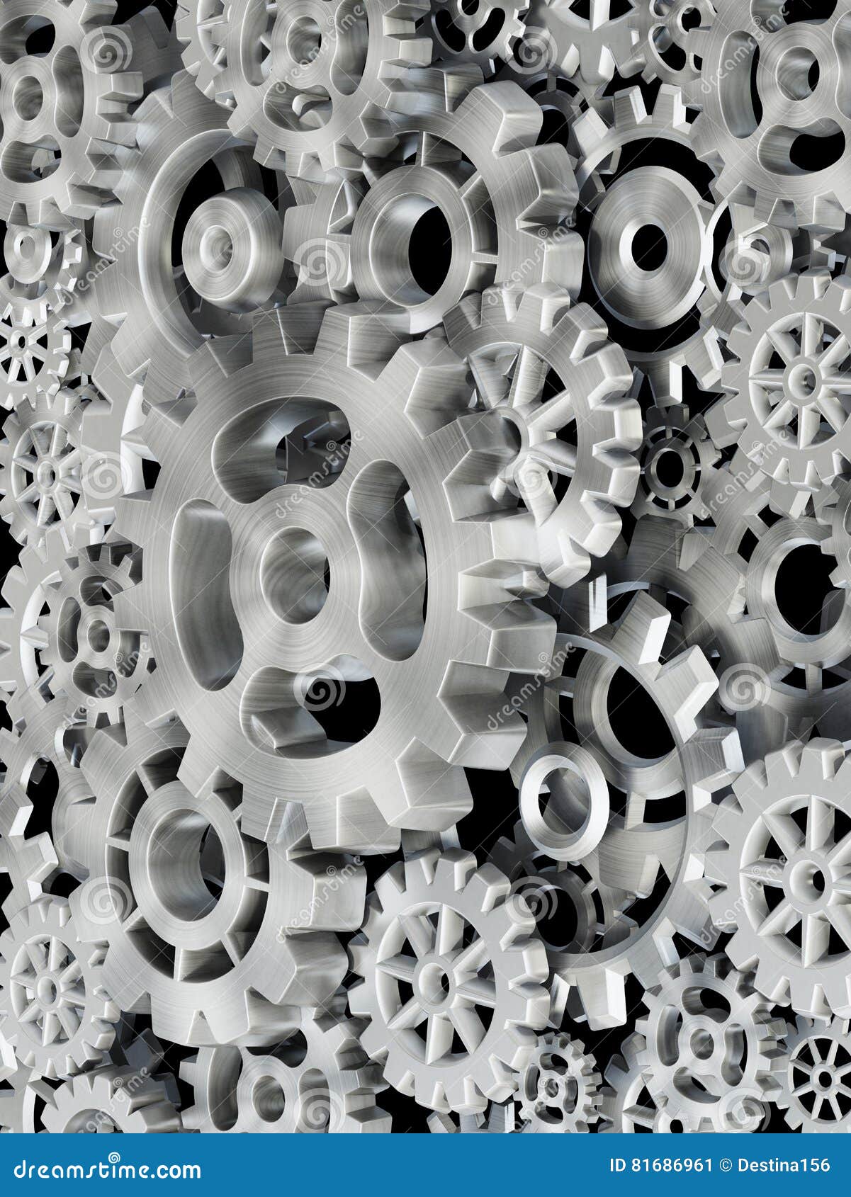 Metal Gears in Motion. 3D Illustration Stock Illustration ...