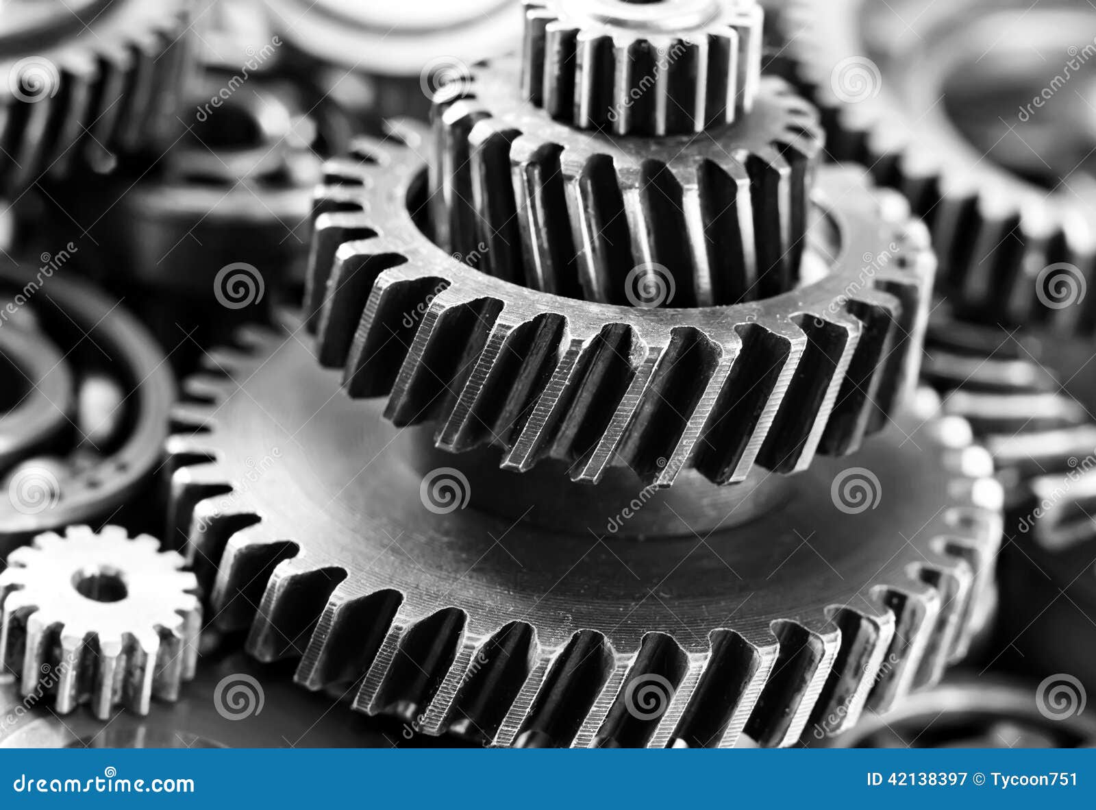 Metal gears stock image. Image of machinery, macro, metallic - 42138397
