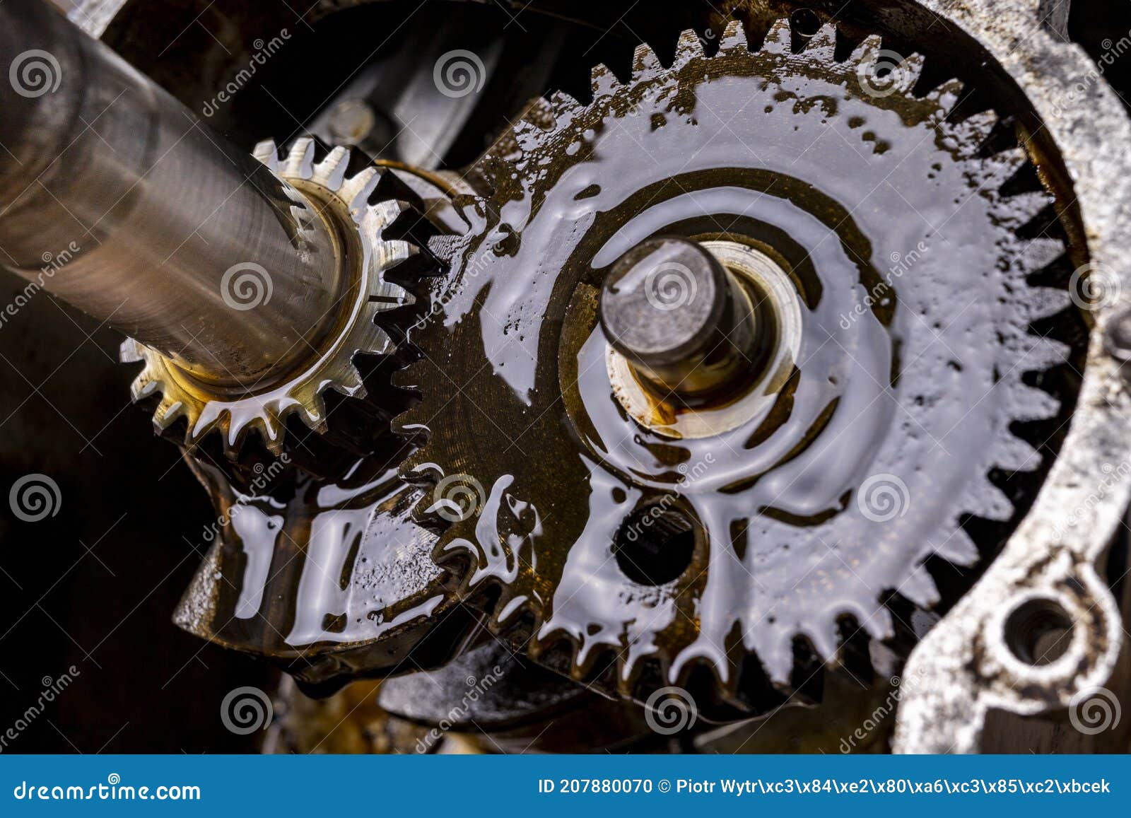 Metal Gears Working in an Internal Combustion Engine. Torque ...