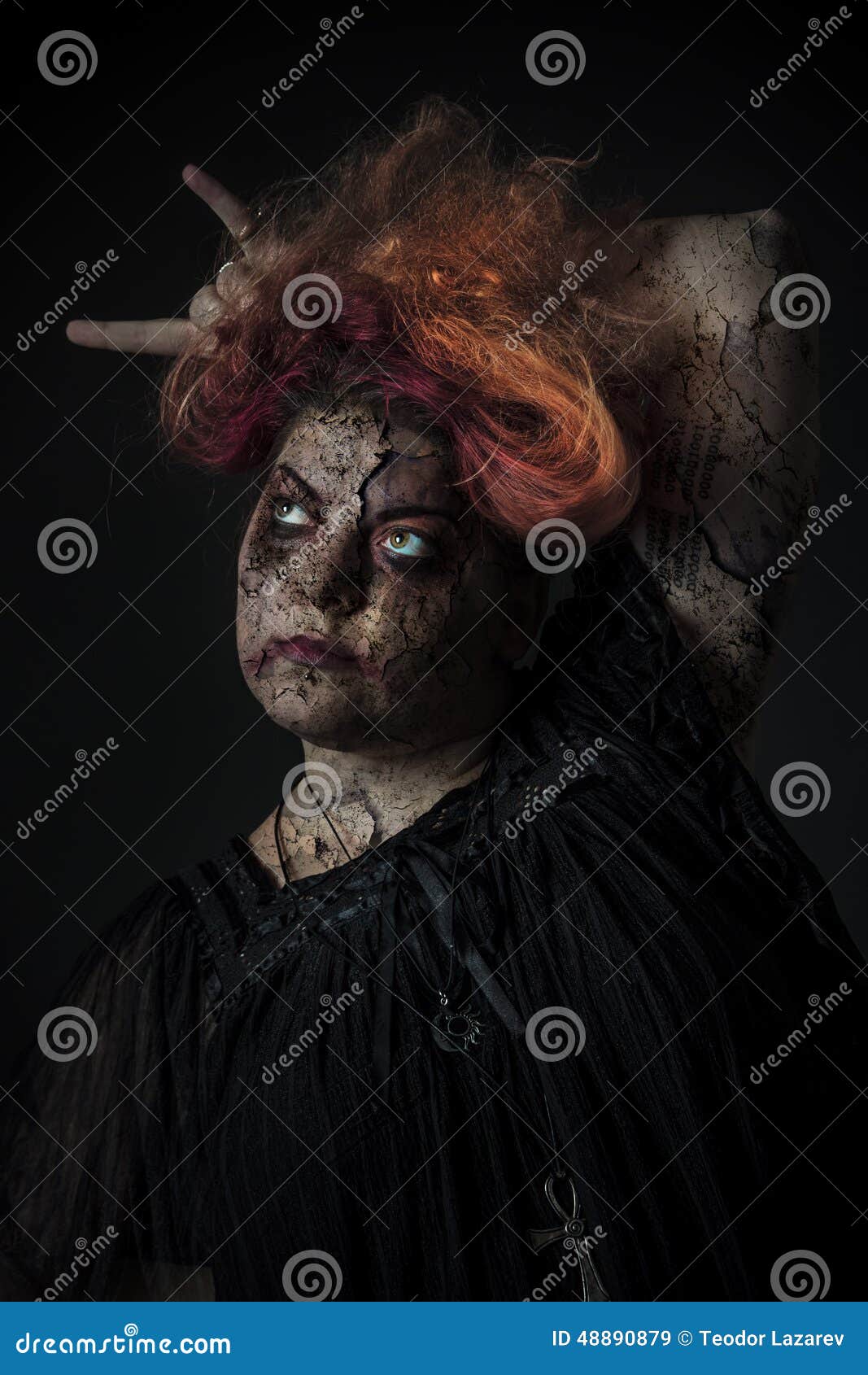 Metal girl stock image. Image of drama, crazy, look, horror - 48890879