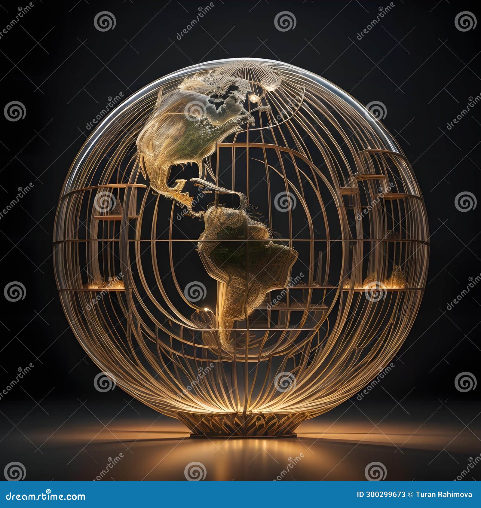 A Metal Globe with a World Map Inside. Generative Ai Editorial Stock ...