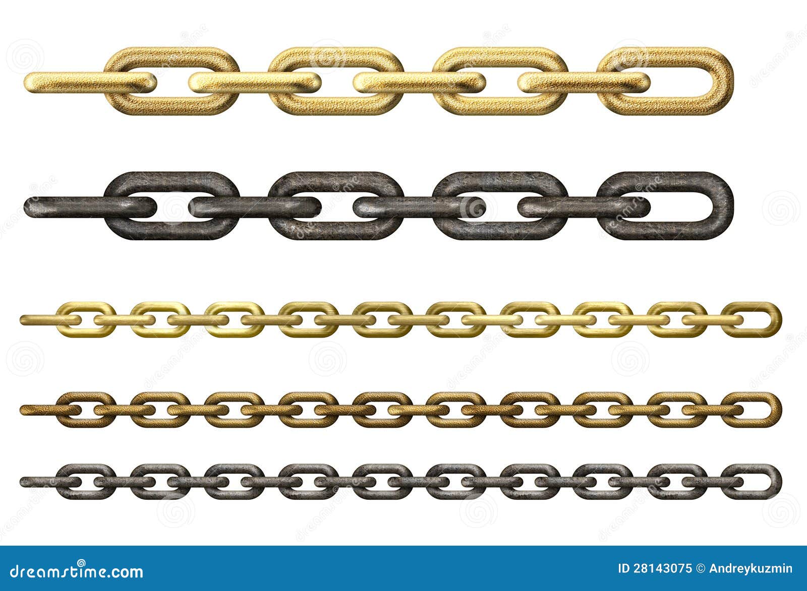 Metal and Gold Chains Collection Isolated Stock Illustration ...