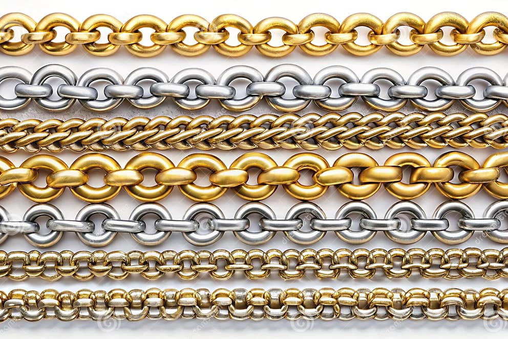 Metal and Gold Chains Collection Isolated Stock Illustration ...