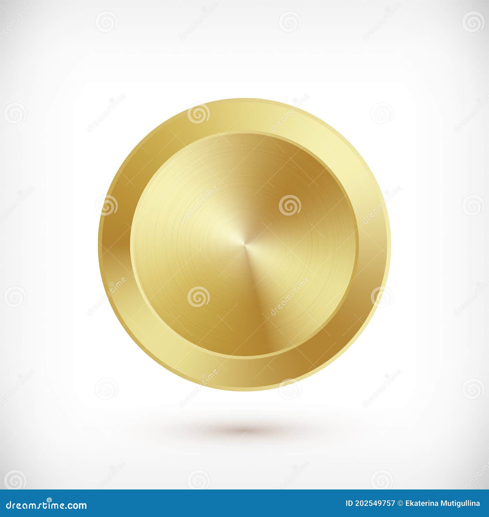 Metal Gold Circle Badge. Vector Metallic Textured Golden Button, Shiny ...