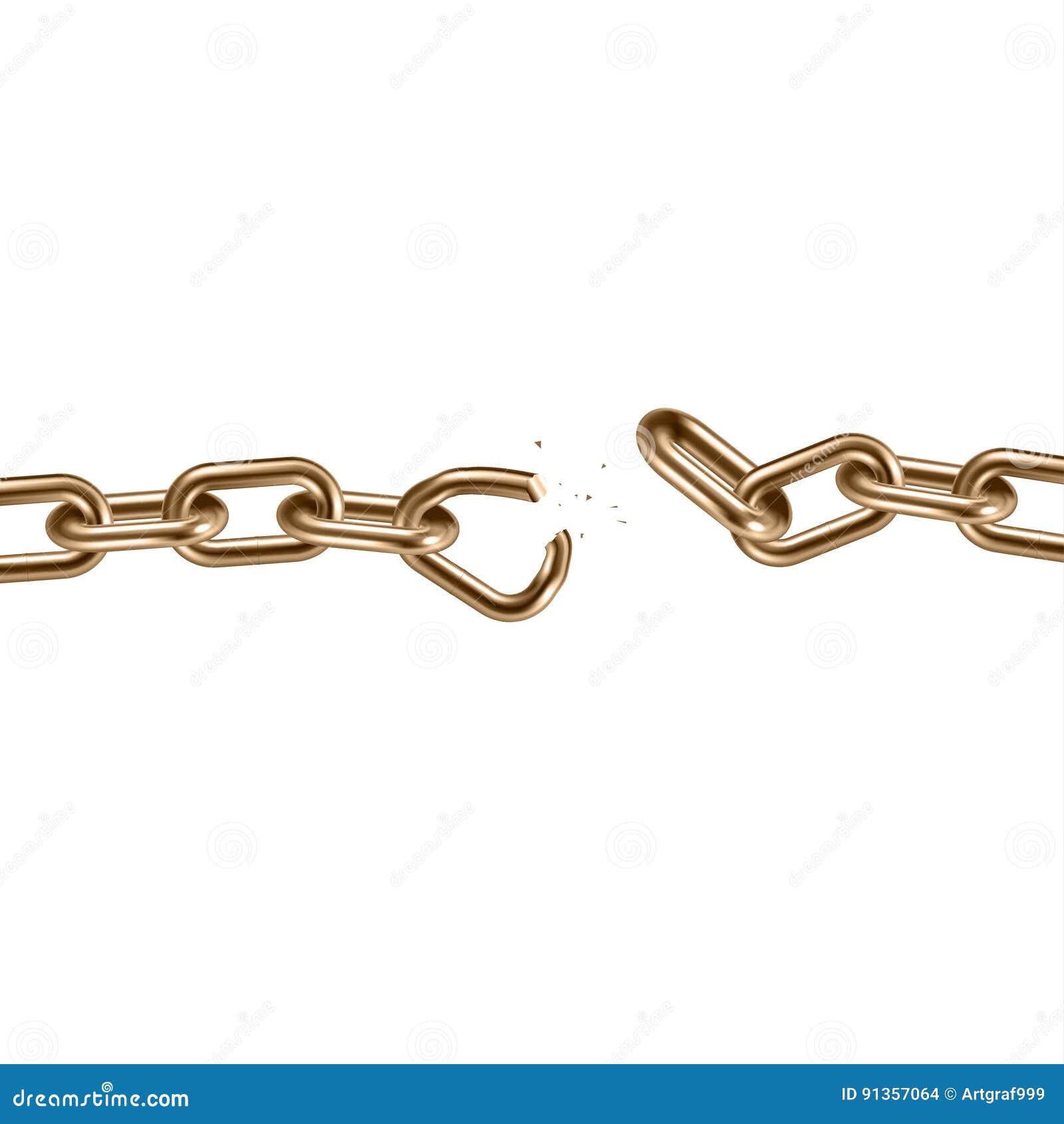 Metal Golden Broken Chain 3D. Freedom Concept Stock Illustration ...