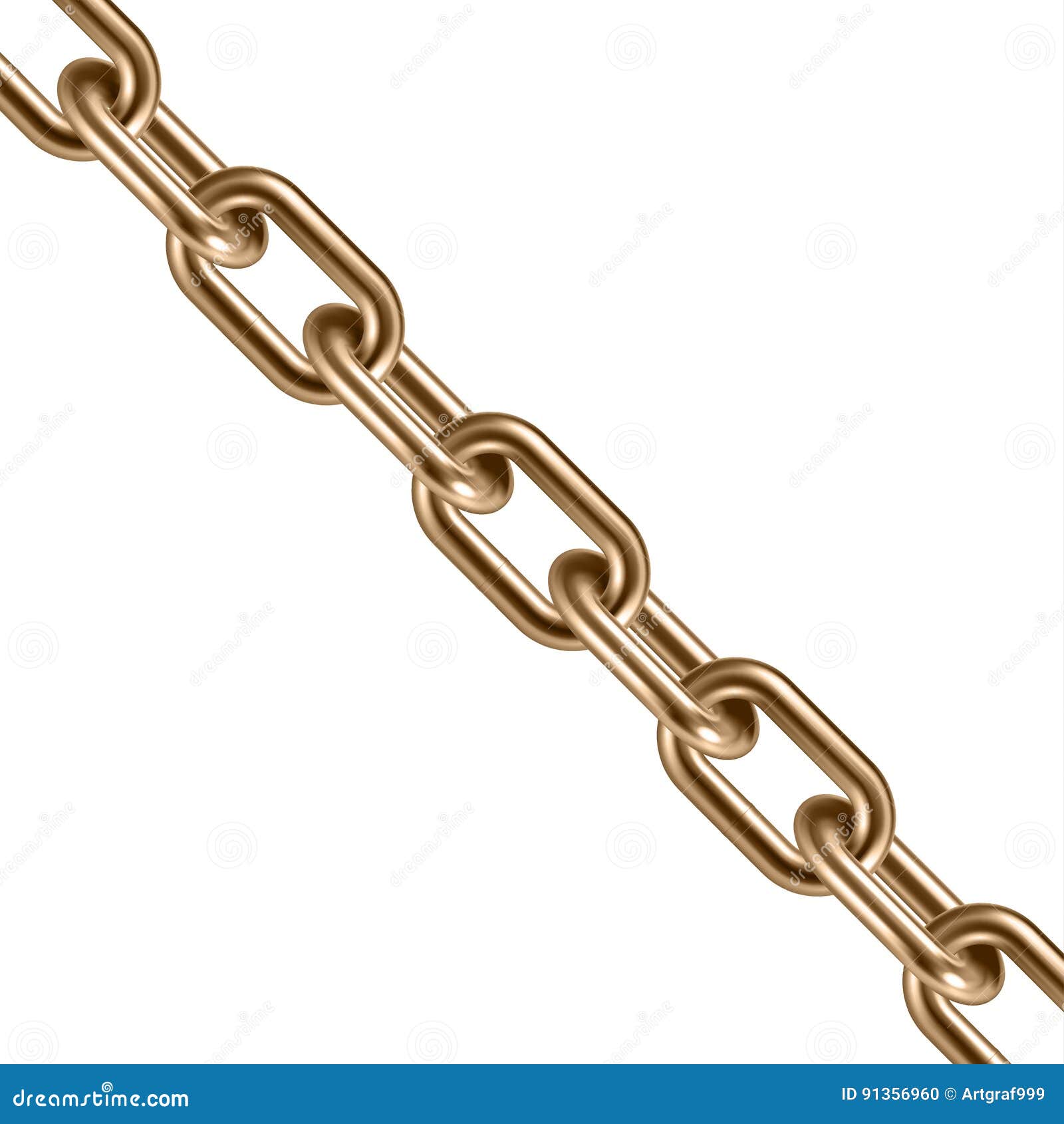 Metal Golden Chain 3D. Vector Illustration. Stock Vector - Illustration ...