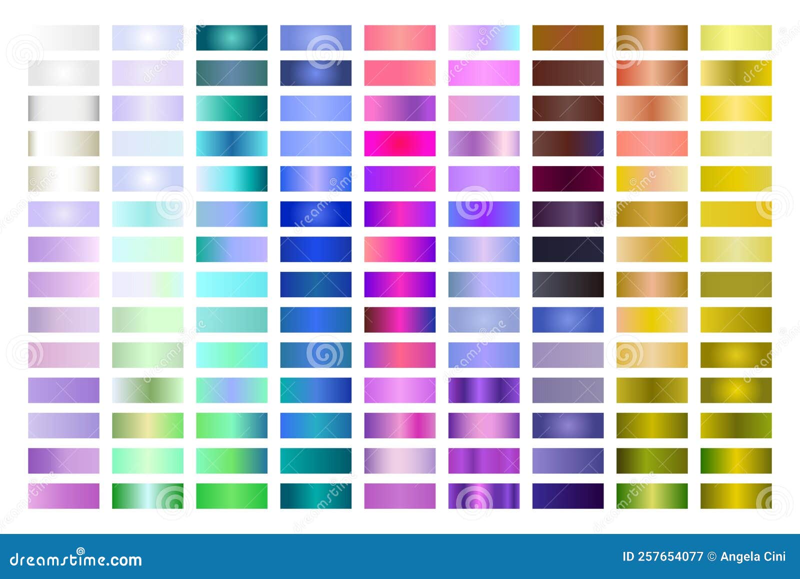 Metal Gradient Collection of All Color Swatches Stock Vector ...