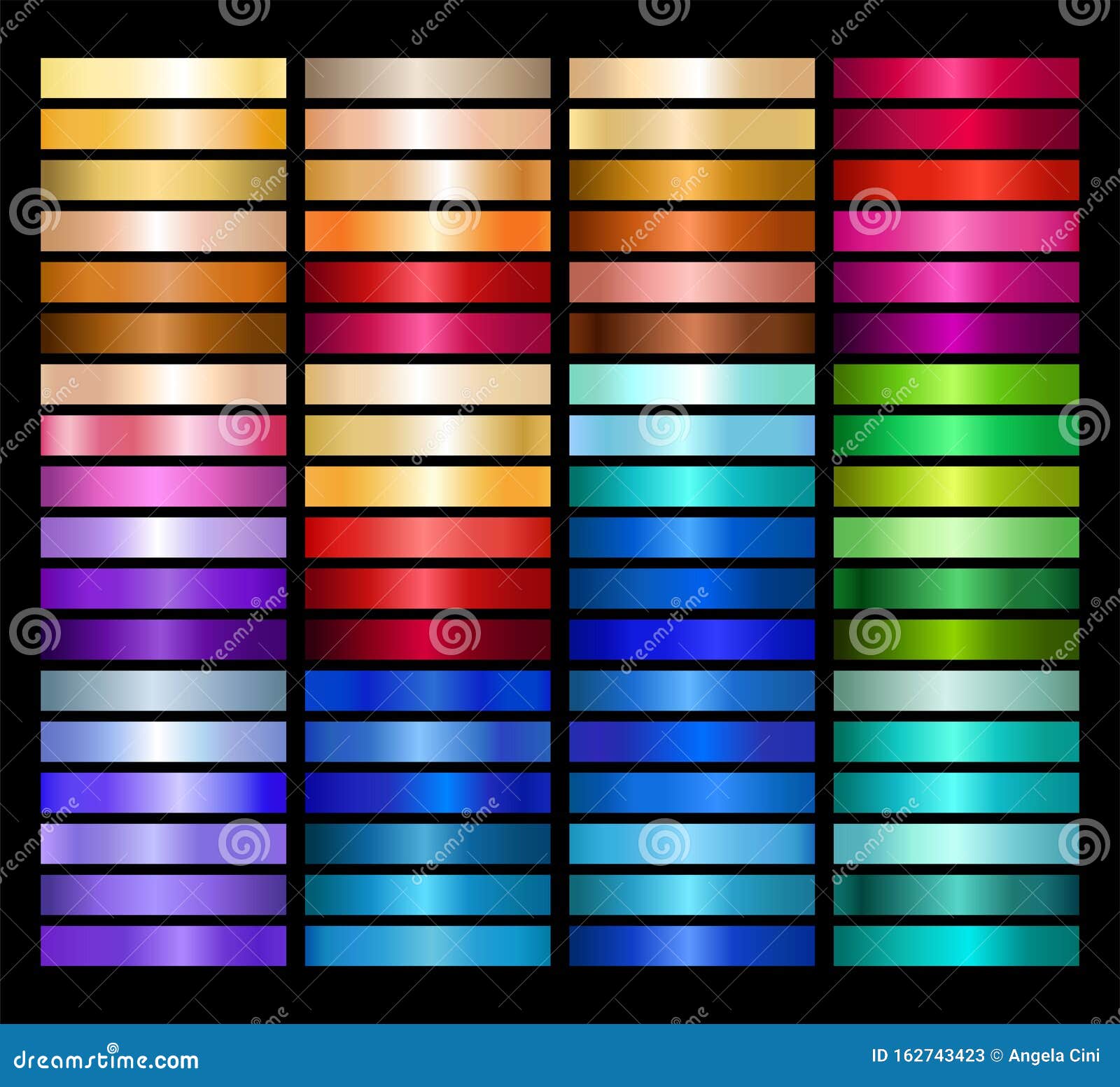 Metal Gradient Collection of Every Color Swatches Stock Vector ...