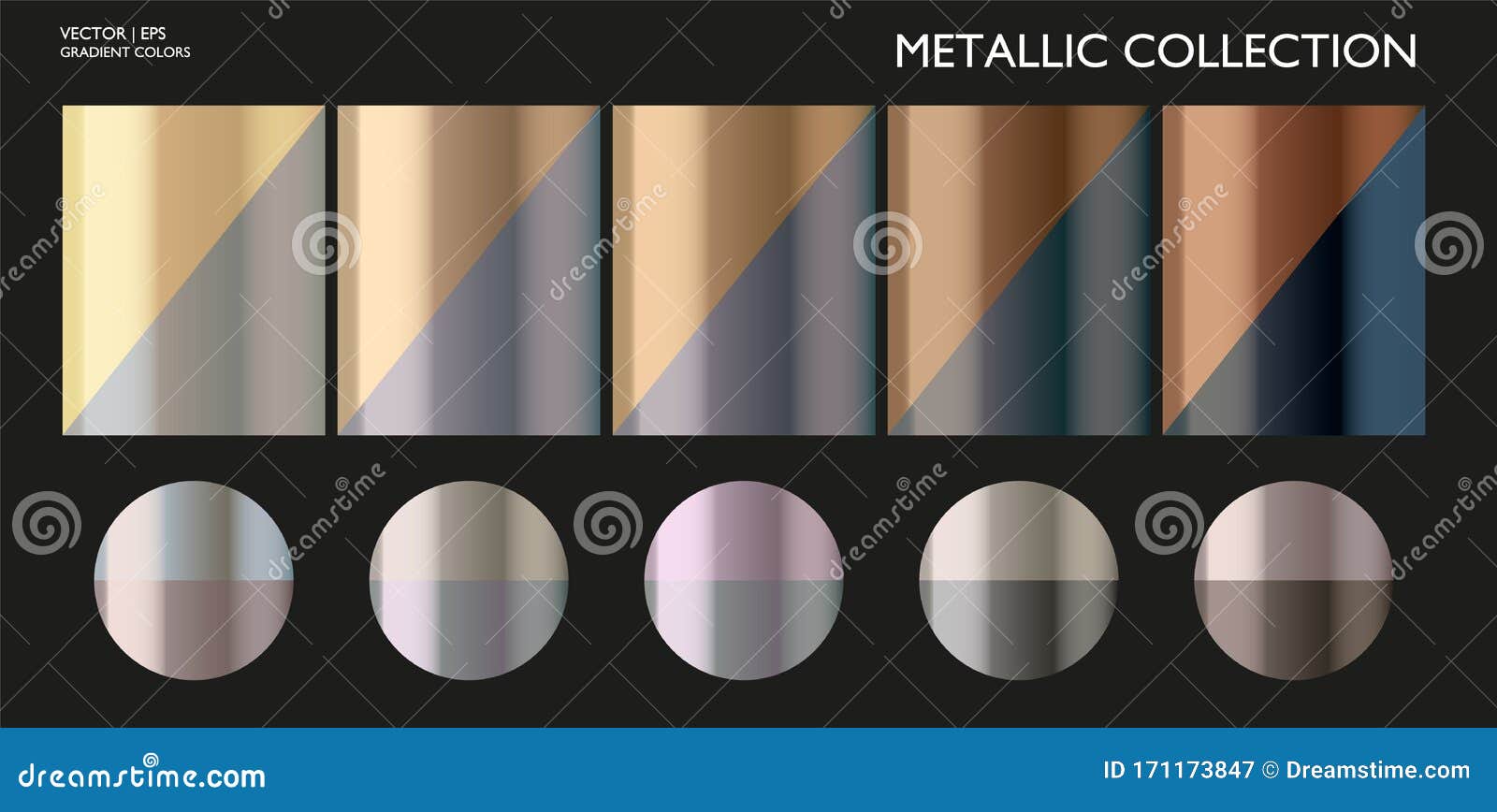 Metal Gradient Color Set. Chrome Texture Surface Background Template ...
