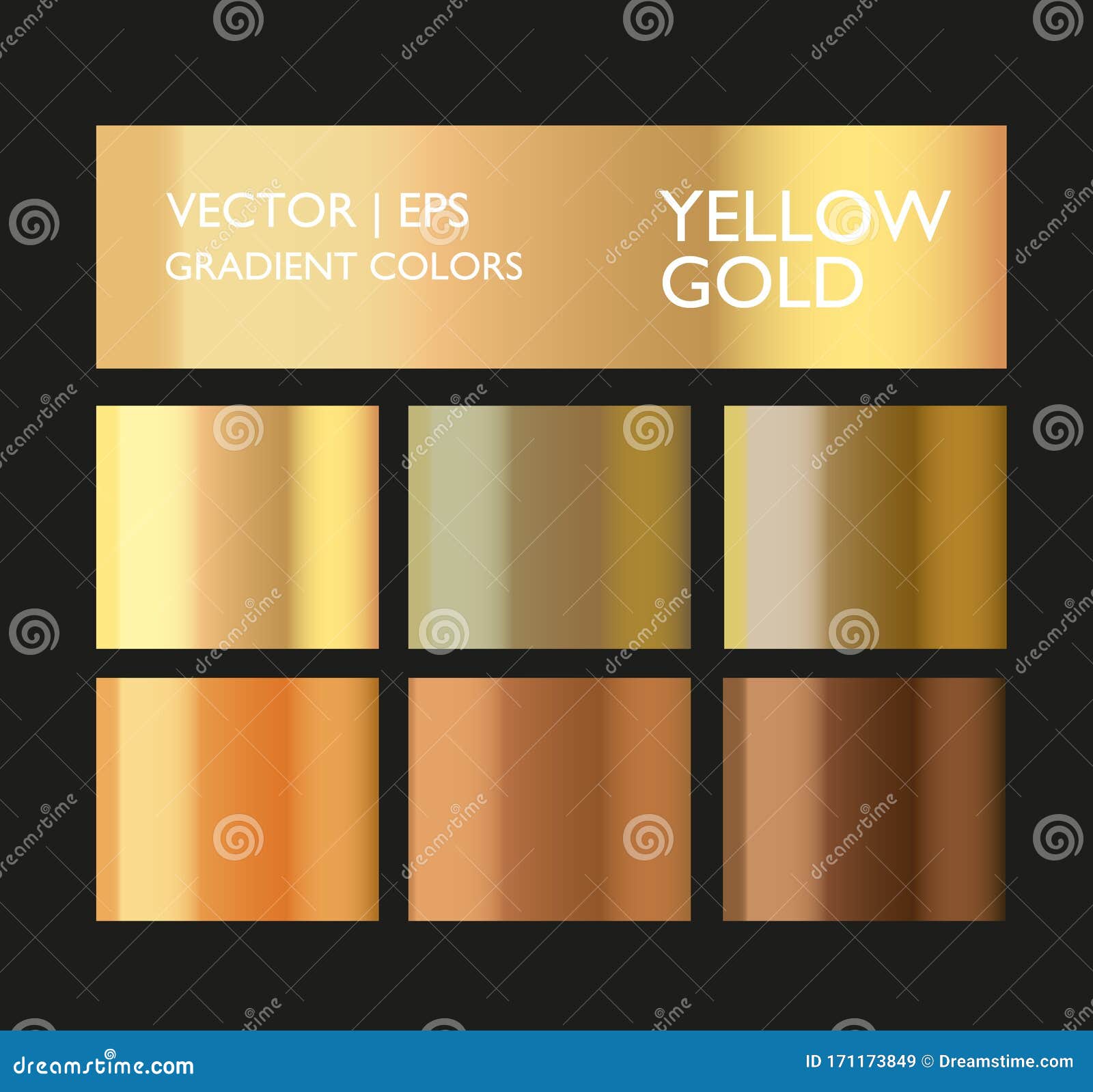 Metal Gradient Set. Metallic Gold Color. Silver, Chrome, Bronze ...