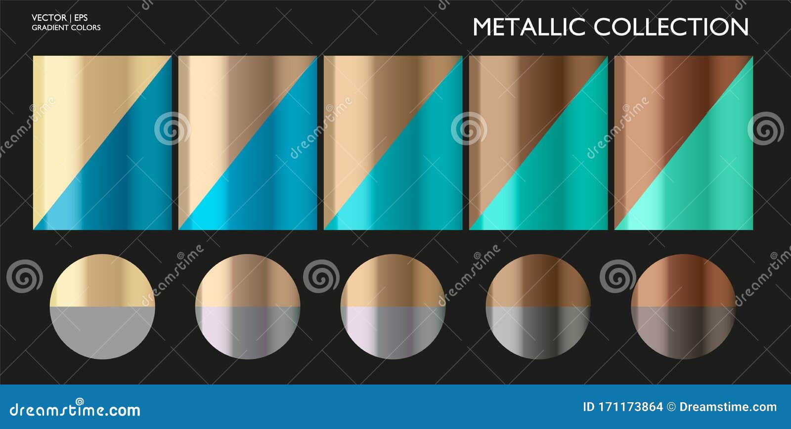 Metal Gradient Color Set. Chrome Texture Surface Background Template ...