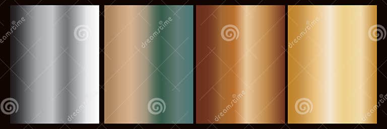 Metal Gradient, Vector Background Set of Four Metal Stock Illustration ...