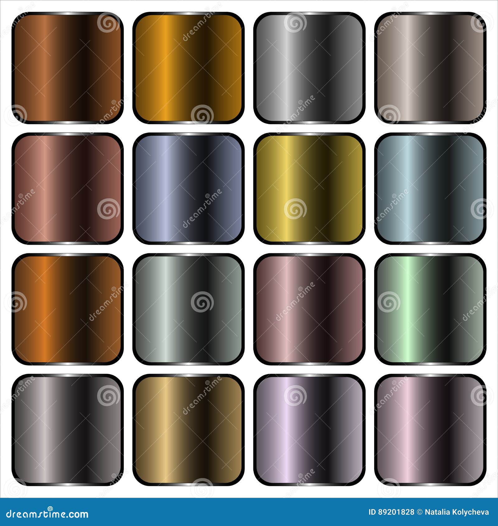 Metal gradients stock vector. Illustration of metal, gold - 89201828