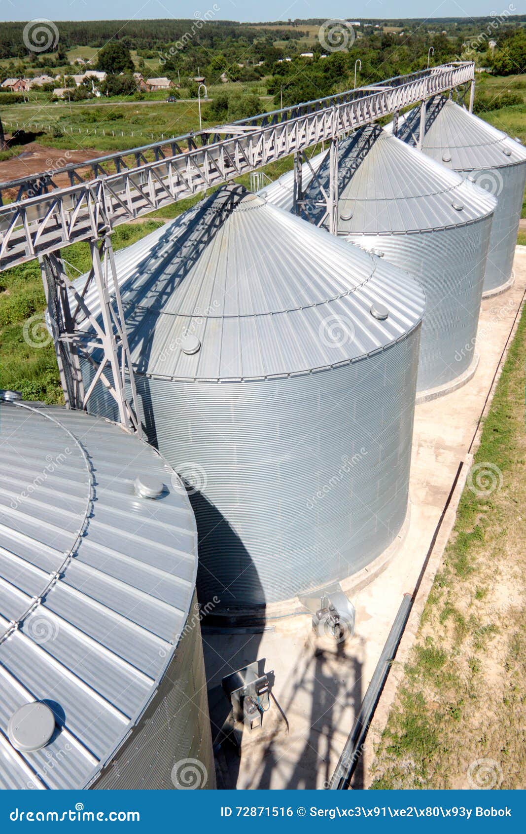 Metal grain bins stock photo. Image of granary, food - 72871516