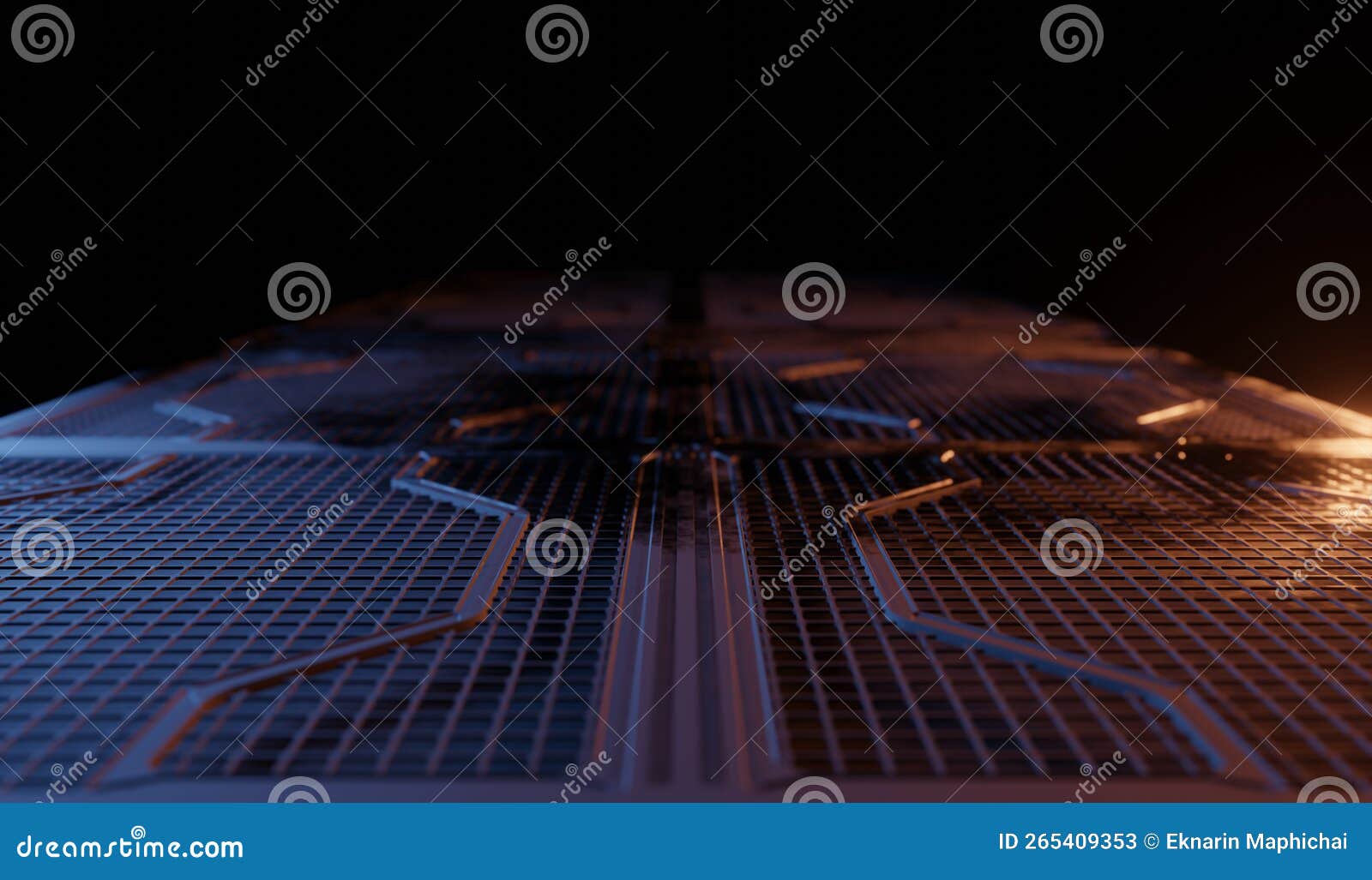 Metal Grating Pathway Interior in Dark Scene Stock Illustration ...