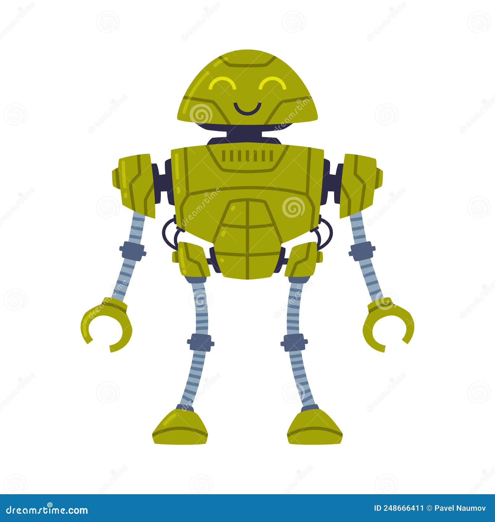 Metal Green Robot Machine with Limbs for Labor Automation Vector ...
