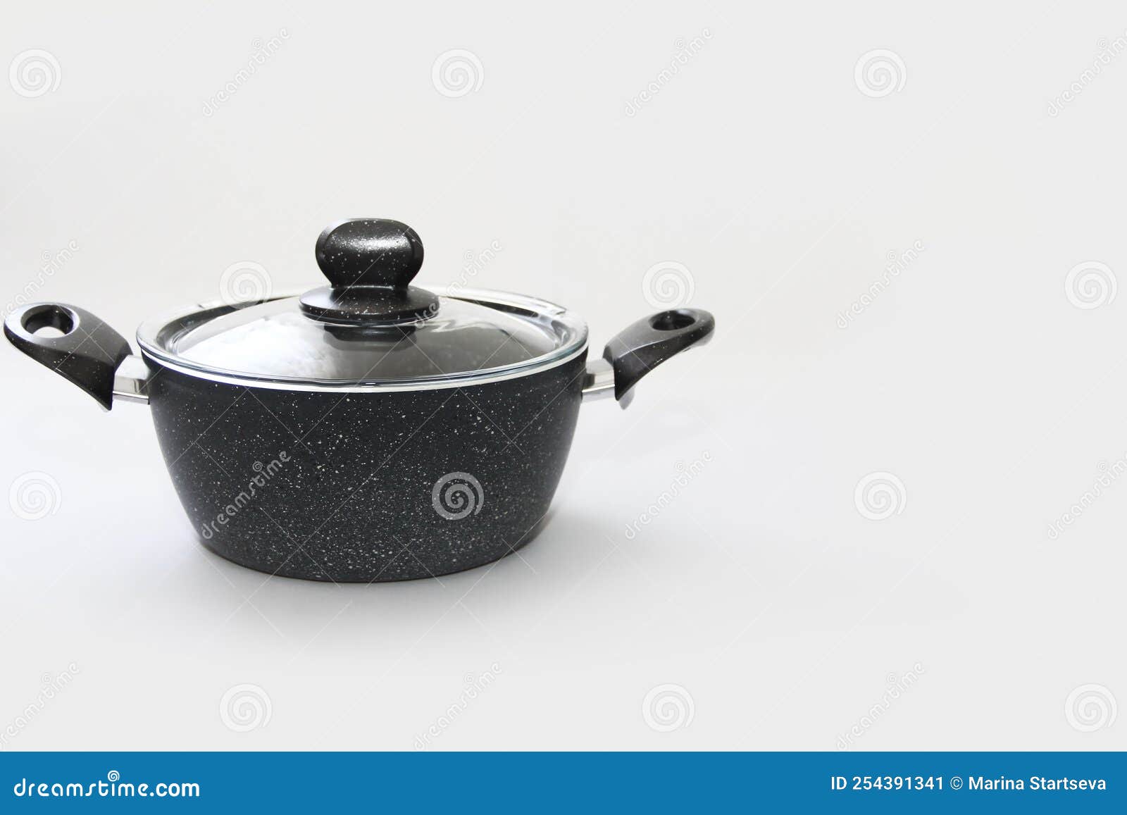 Metal Grey Cooking Pot, Teflon Coated, on a White Background Stock ...