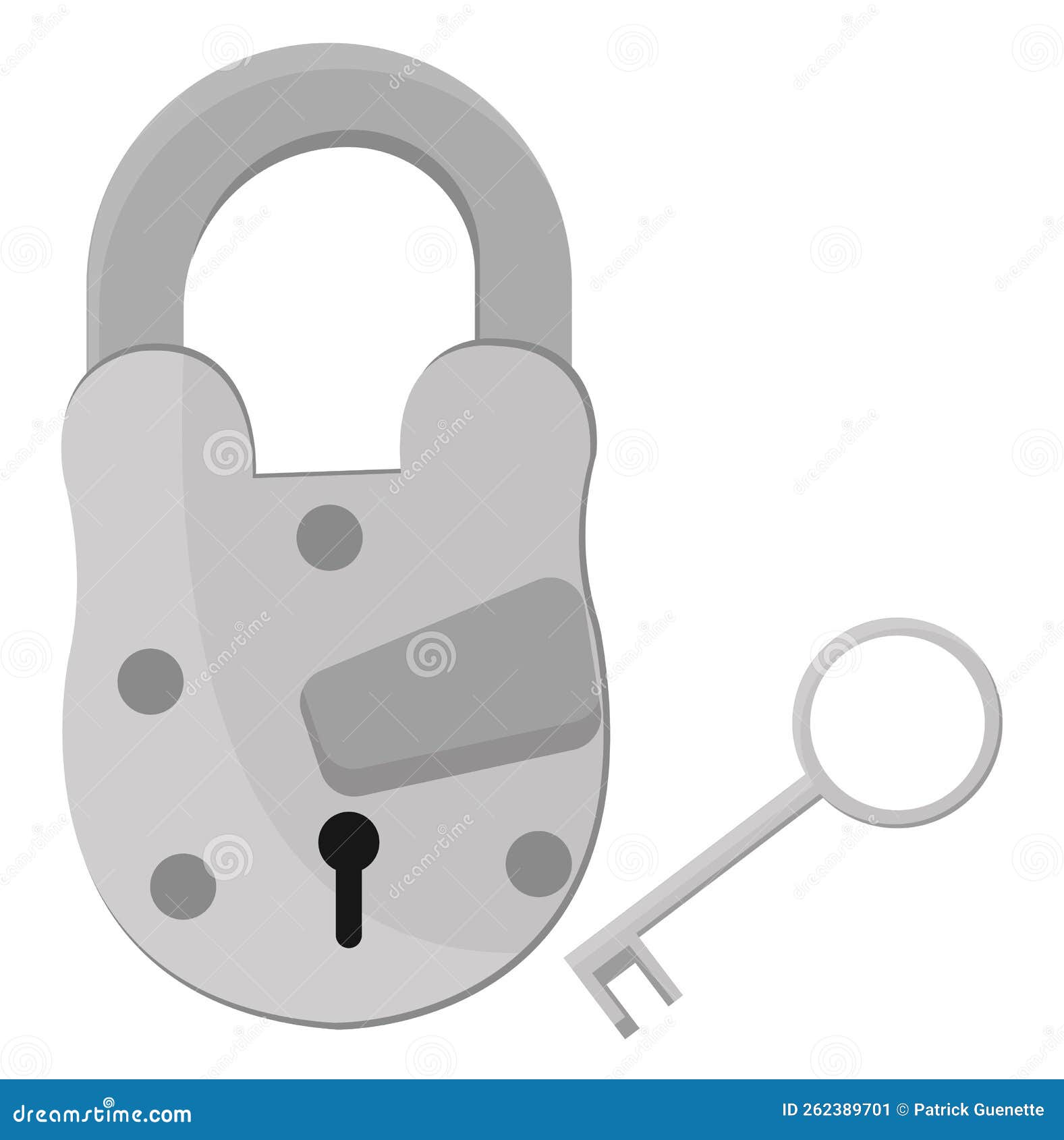 Metal grey lock, icon stock vector. Illustration of lock - 262389701