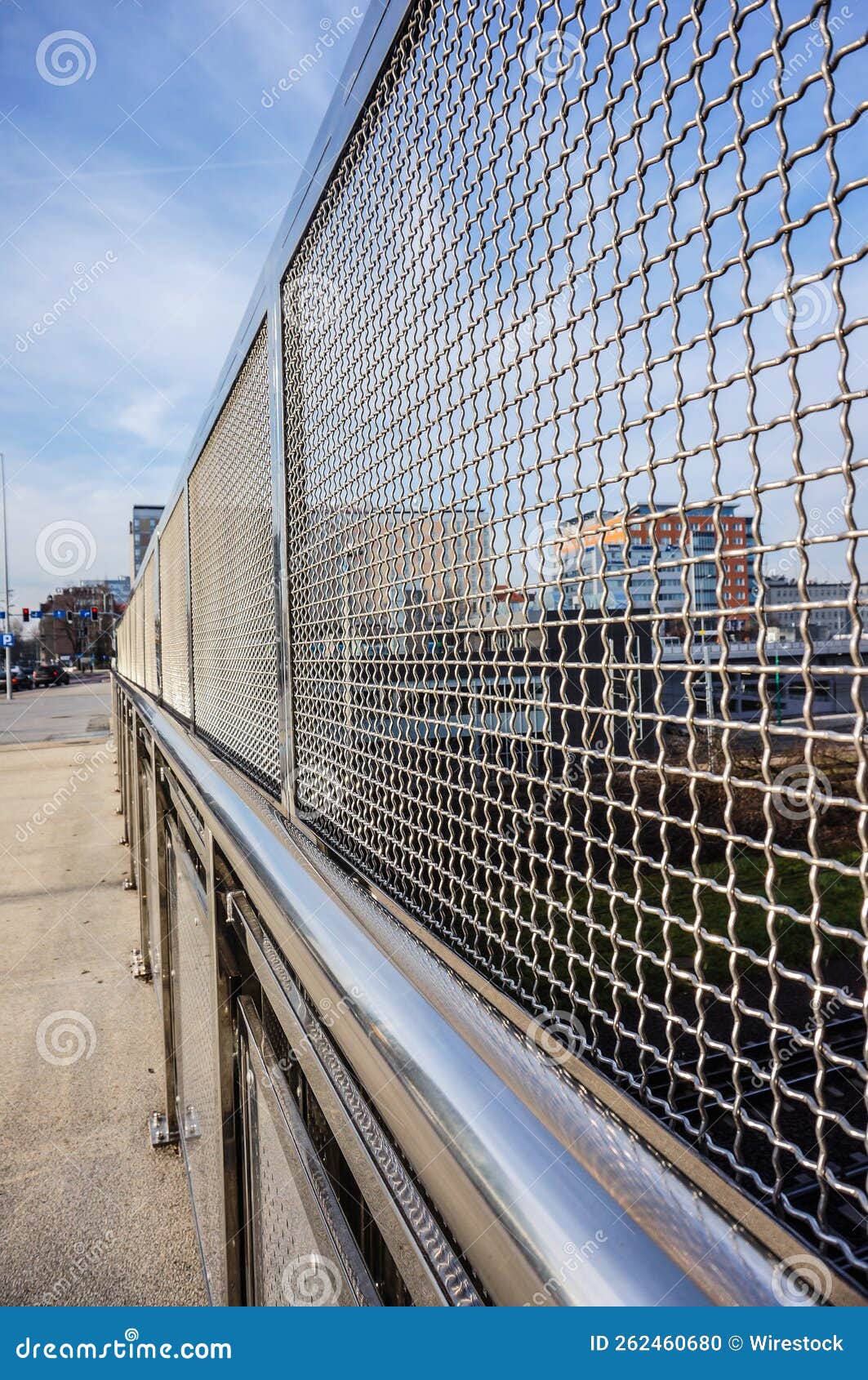 Metal Grid Fence Over the Window of a Modern Building Stock Photo ...
