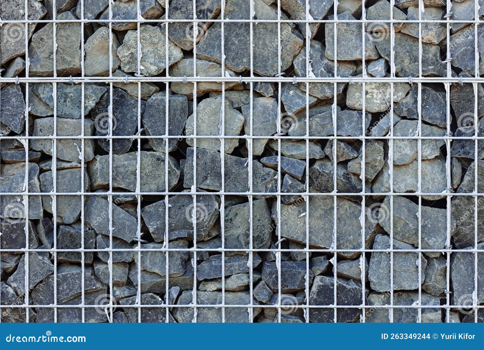 Metal Grid with Natural Stones in Gabion Stock Photo - Image of grey ...