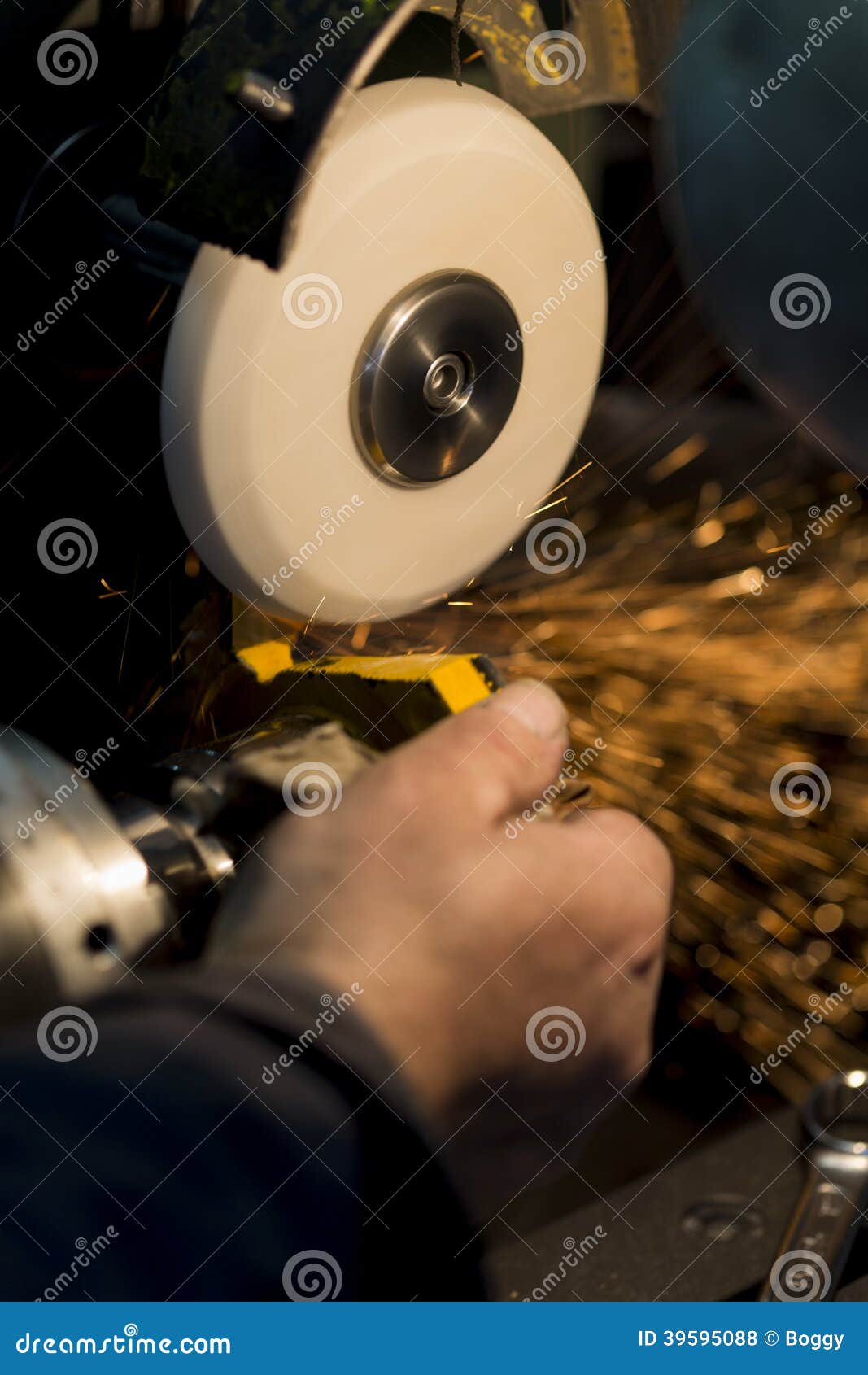 Metal grinding stock photo. Image of factory, iron, hand - 39595088