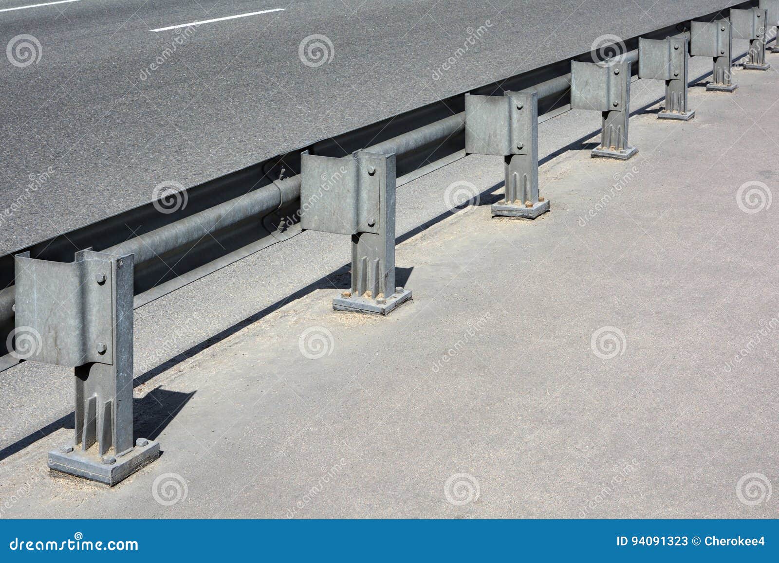 Metal Guardrail on an Asphalt Bridge Stock Image - Image of aluminum ...