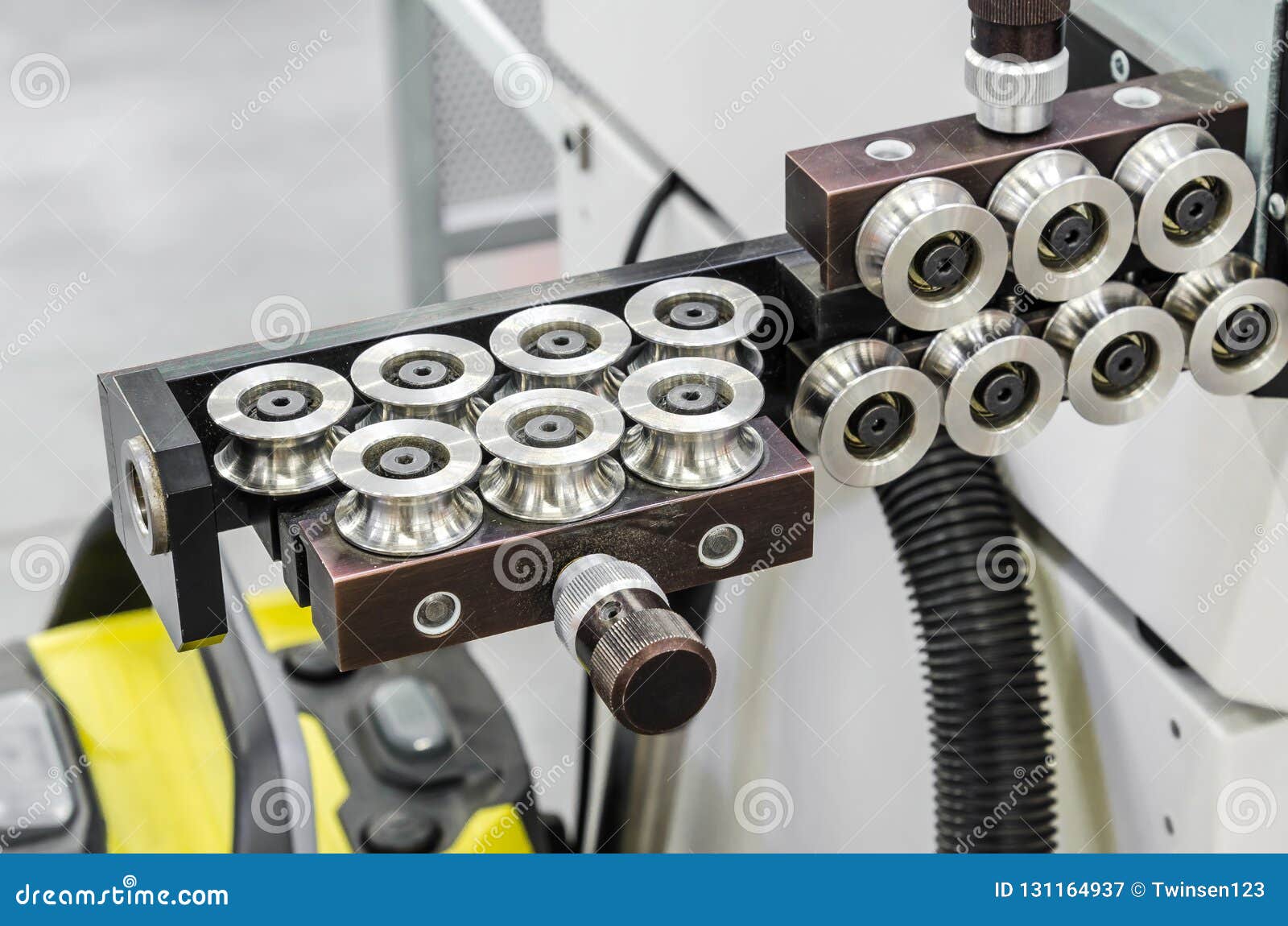 Metal Guide Rollers on Industrial Equipment for the Production O Stock ...