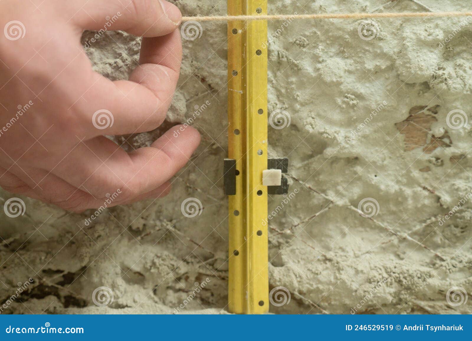 Installation Of Beacons On The Concrete Floor. Laying Reinforcing Mesh ...