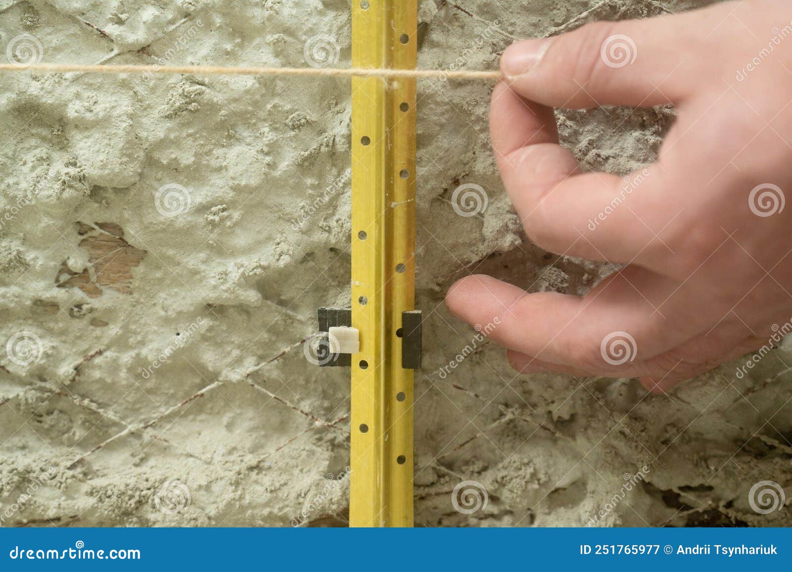 Installation Of Beacons For Plaster Walls. The Wall Of Expanded Clay ...