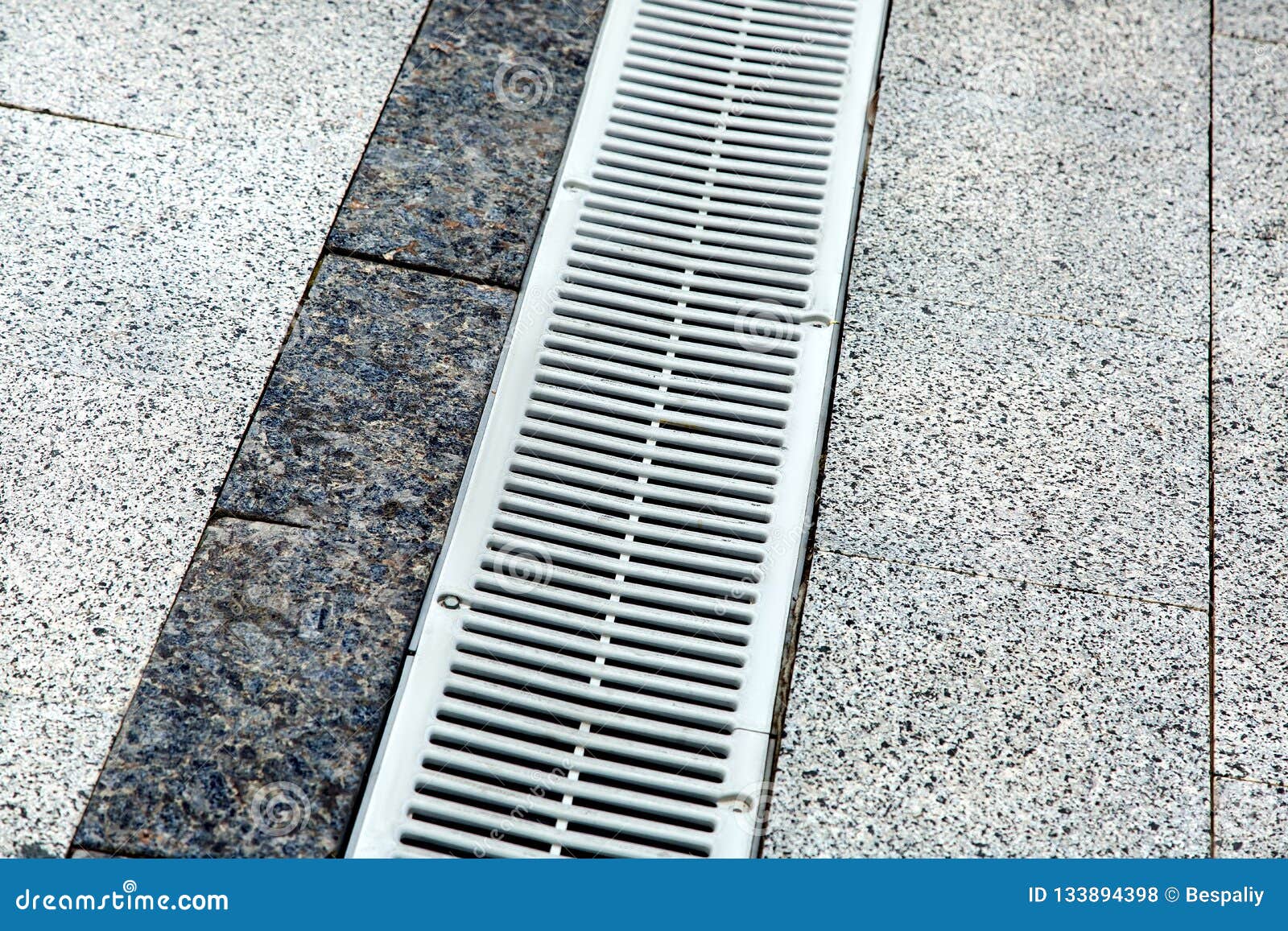 The Metal Gutter on a Sidewalk. Stock Photo - Image of design, grunge ...