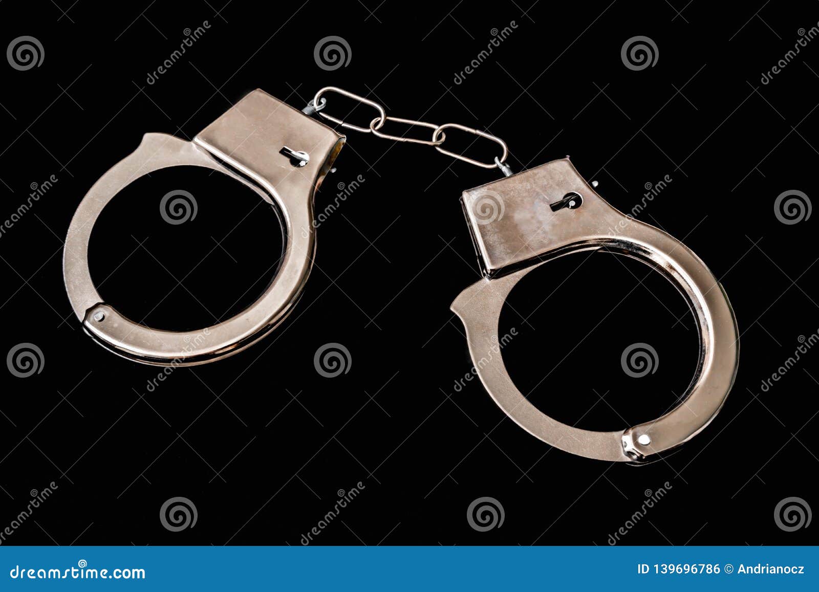 Metal Handcuffs Isolated on Black Stock Photo - Image of guilt, police ...