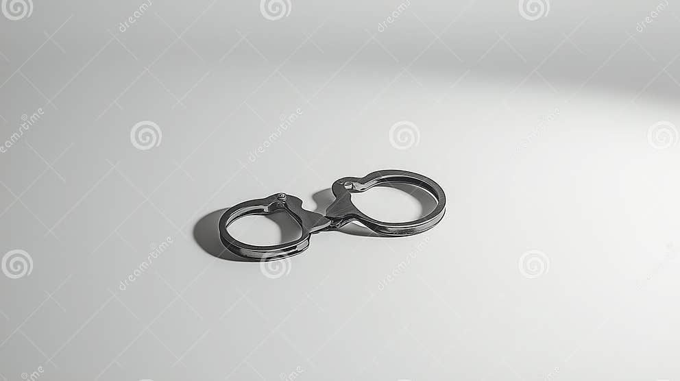 Metal Handcuffs Resting on a Simple White Background, Creating a Soft Shadow Stock Image - Image ...