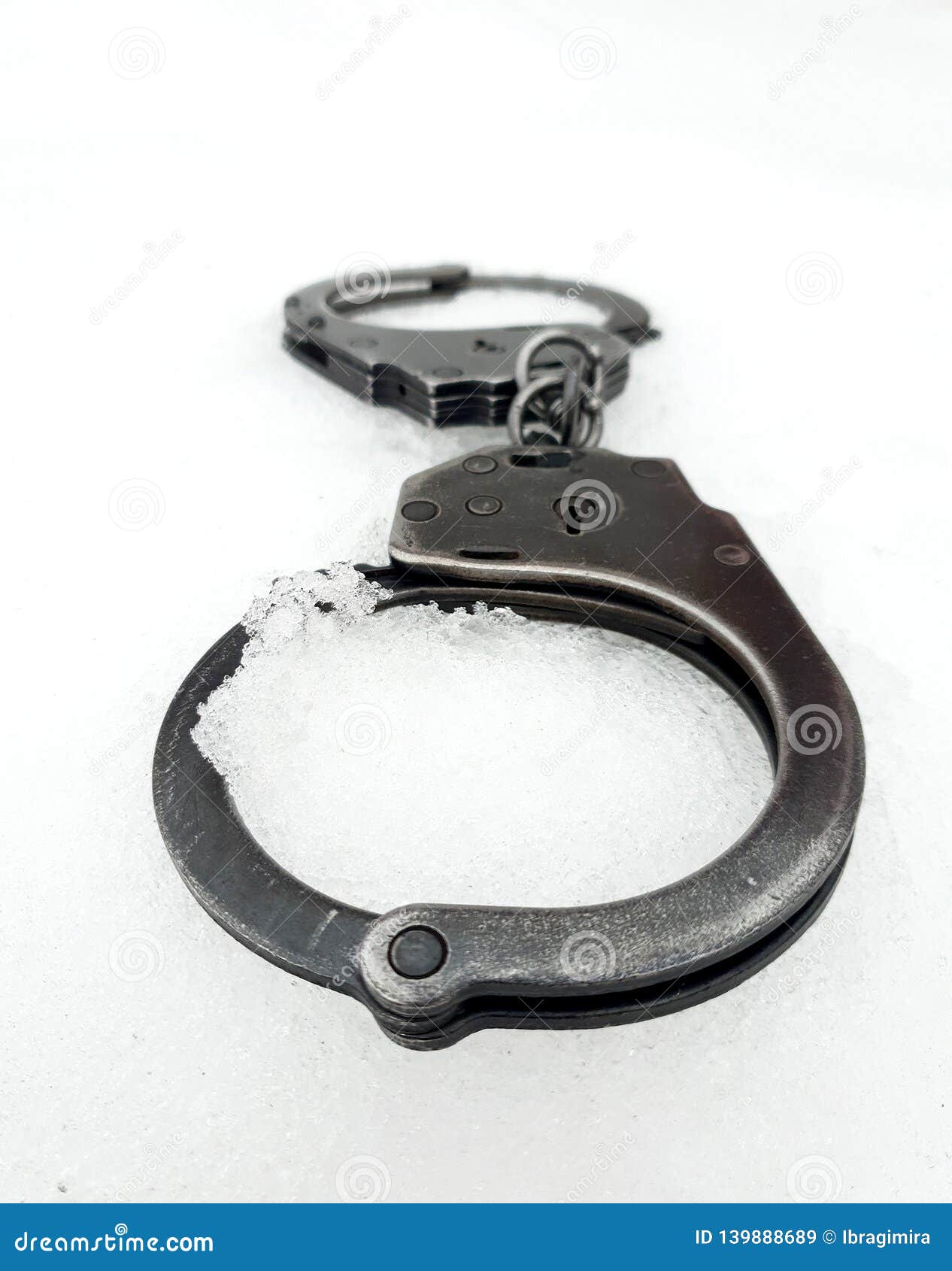 Metal Handcuffs Lying in the Snow Stock Image - Image of love, prison ...