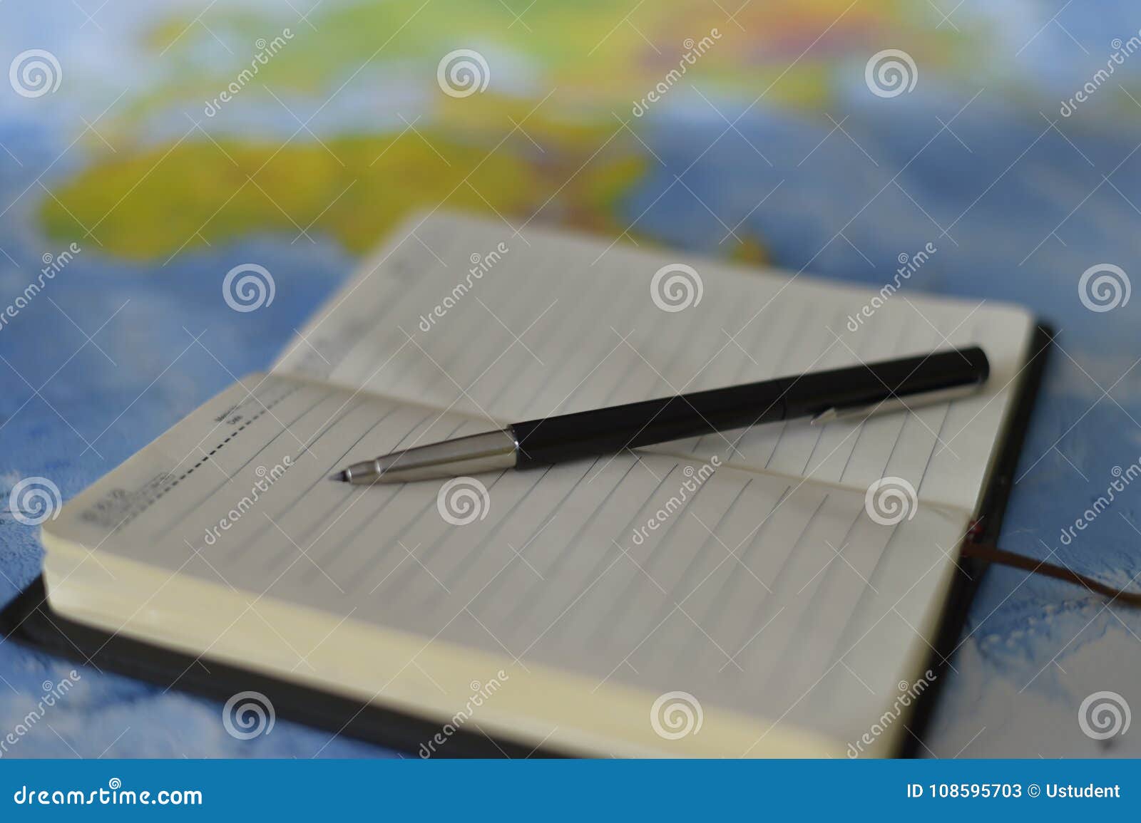 Pen on the notebook stock image. Image of concept, trip - 108595703