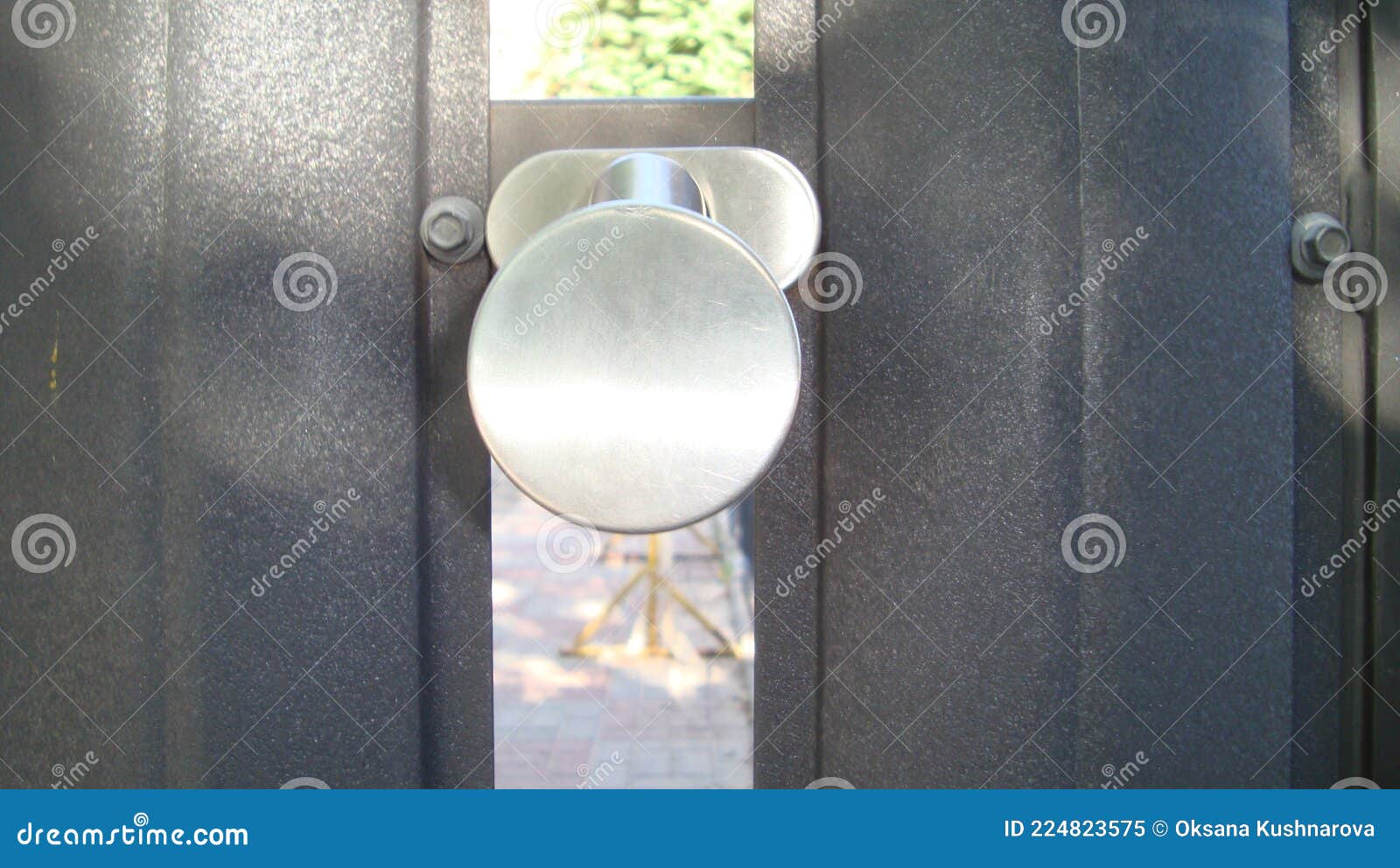 Steel Handle on the Iron Gate Stock Image - Image of ceiling, white ...