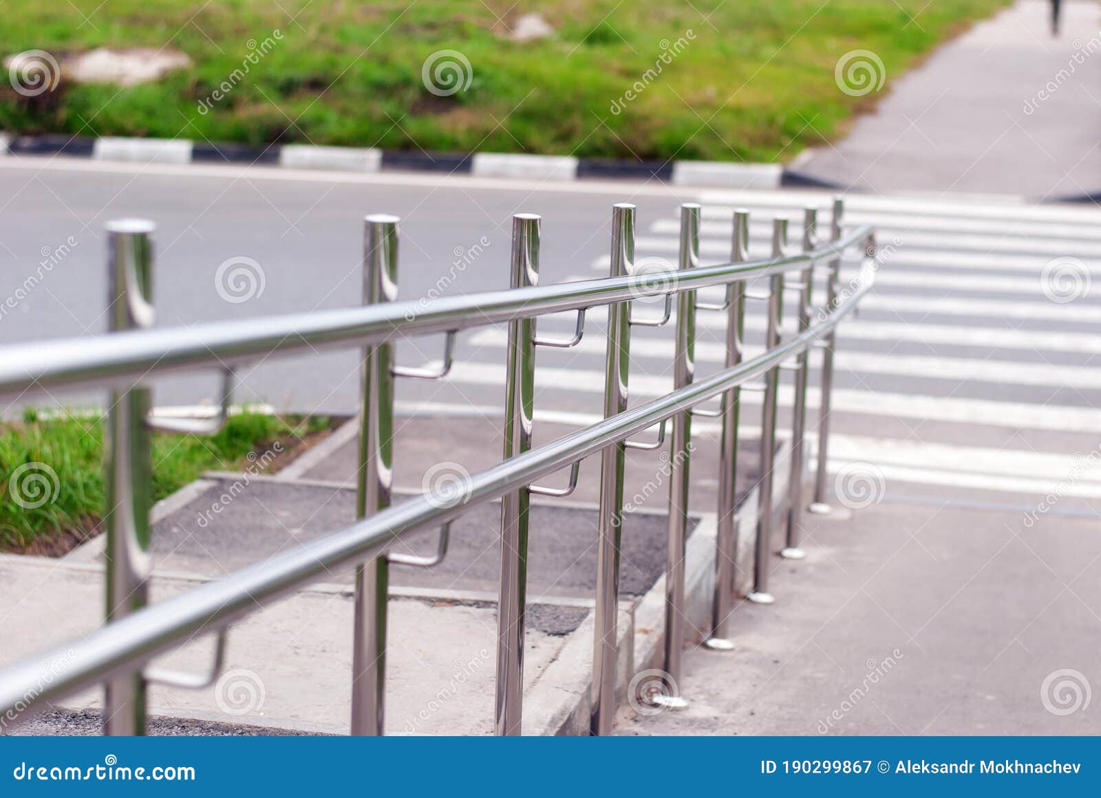Metal Handrails on Crossing the Road Stock Image - Image of ...