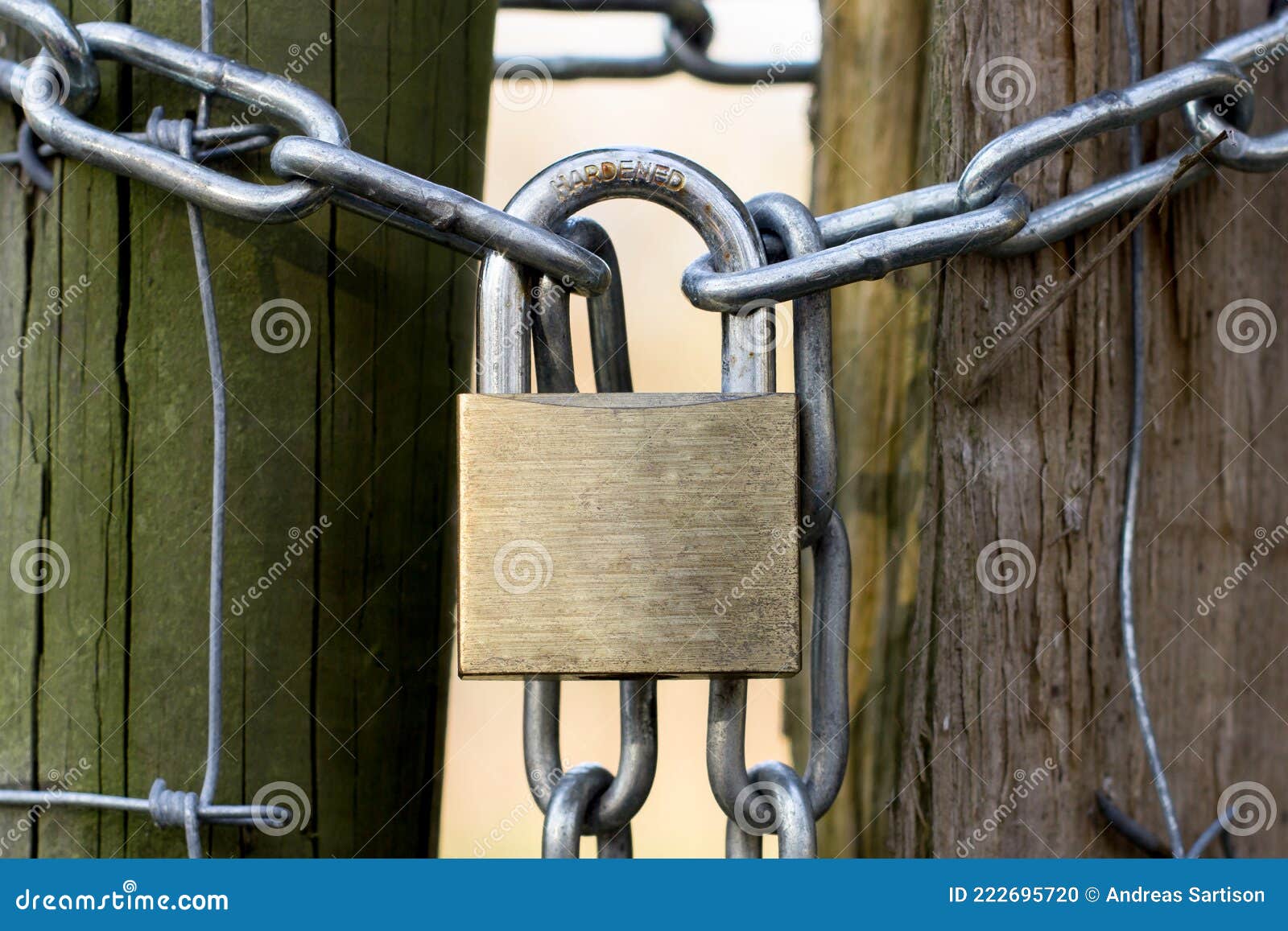 A Metal Hanger Lock with Chain on the Fence Stock Photo - Image of ...
