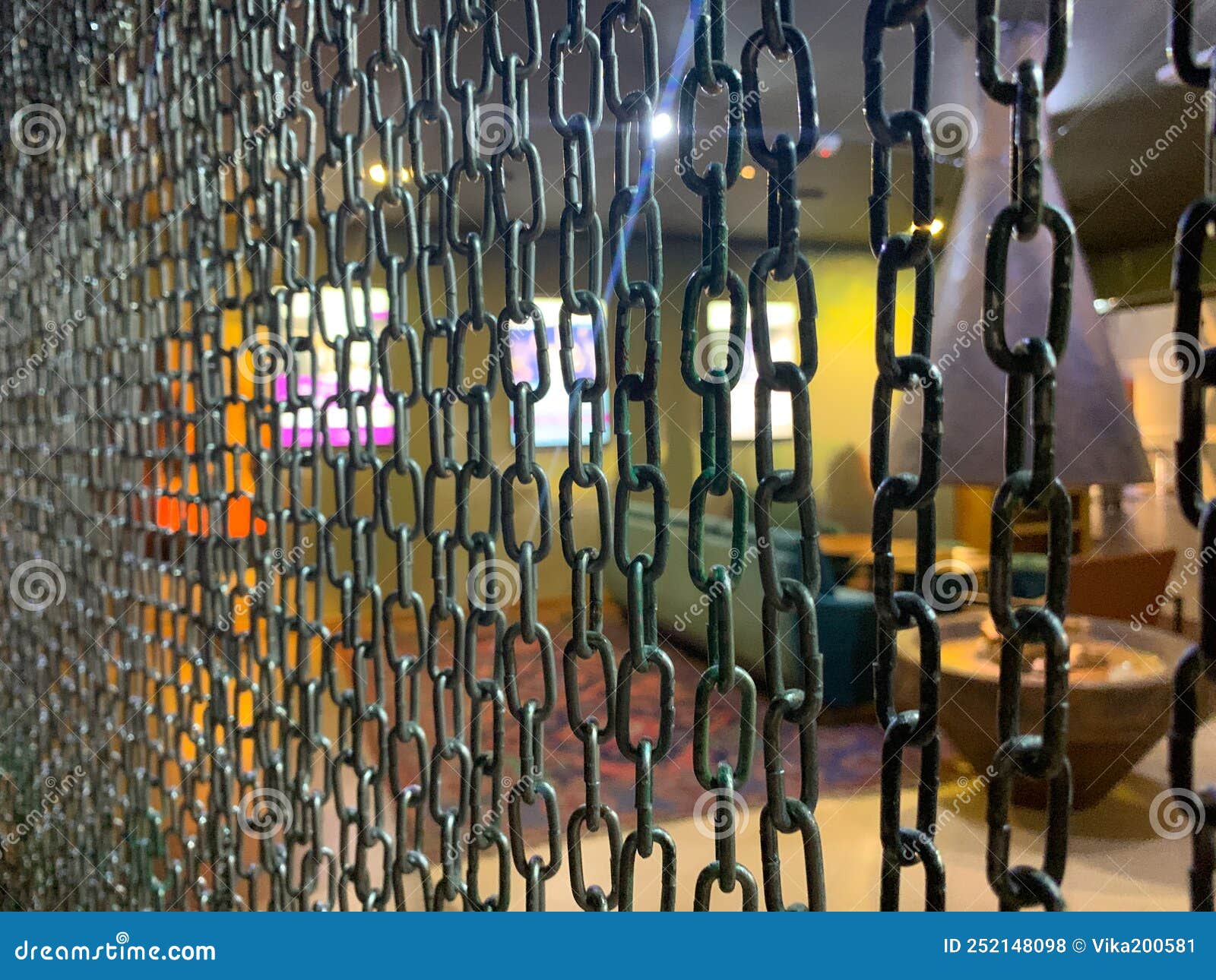 Metal Hanging Chains in the Interior. Chain Curtain. Modern High-tech ...