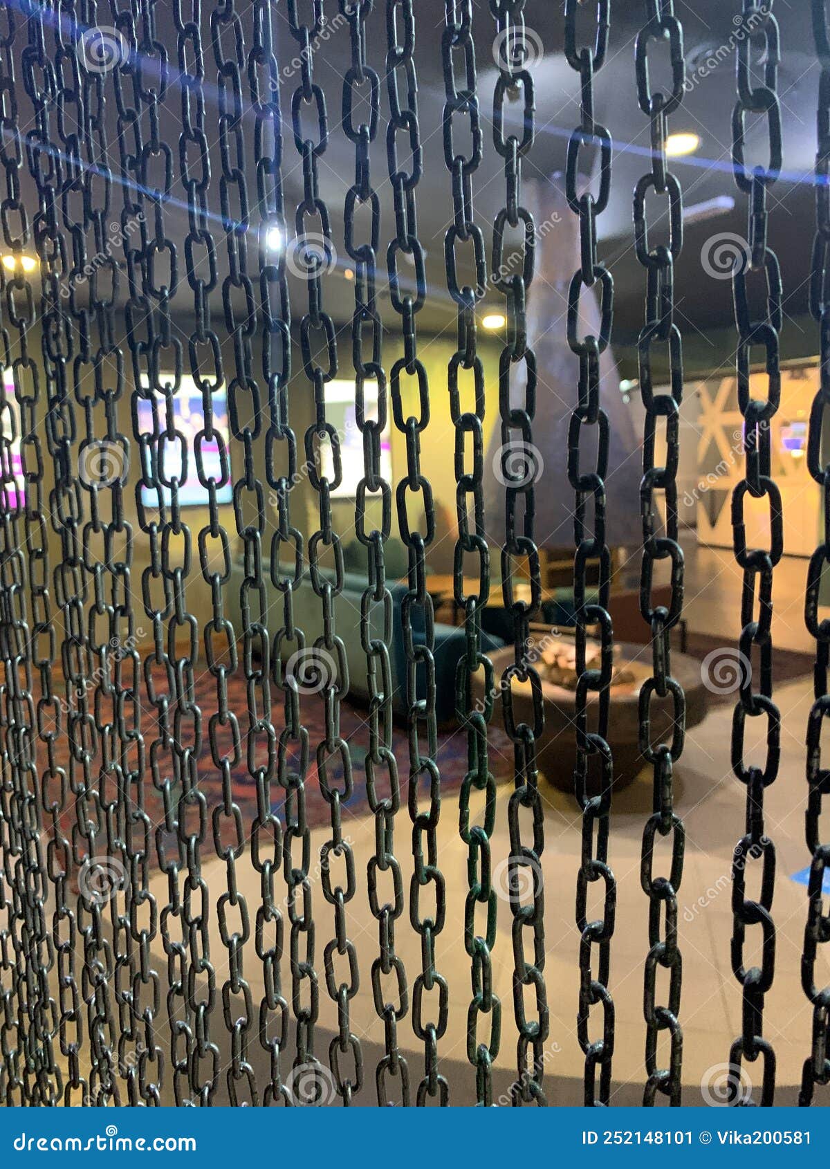 Metal Hanging Chains in the Interior. Chain Curtain. Modern High-tech ...